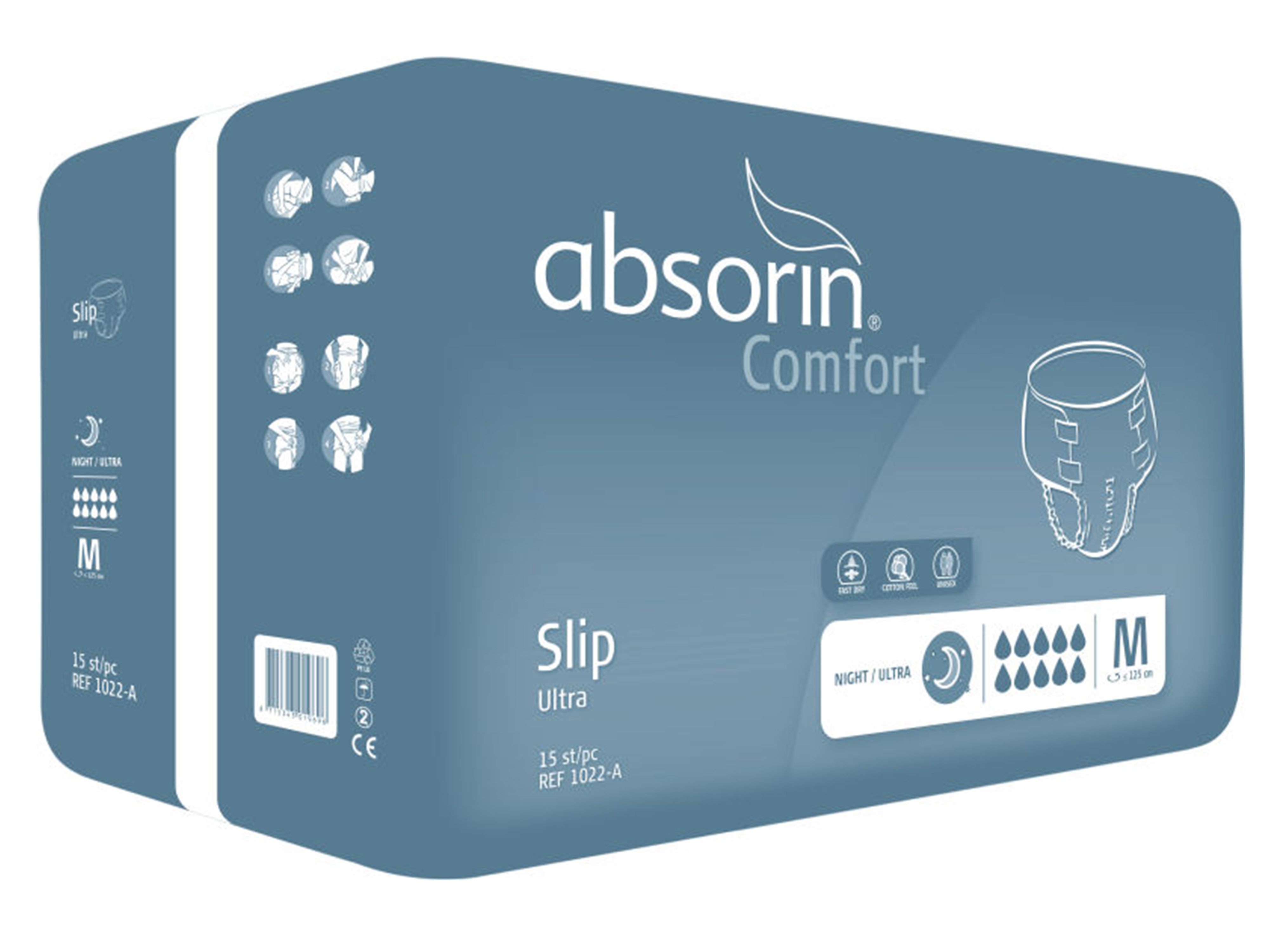 Absorin Comfort slip ultra, alt-i-ett bleie, Medium, 15 stk. - Alt av ...