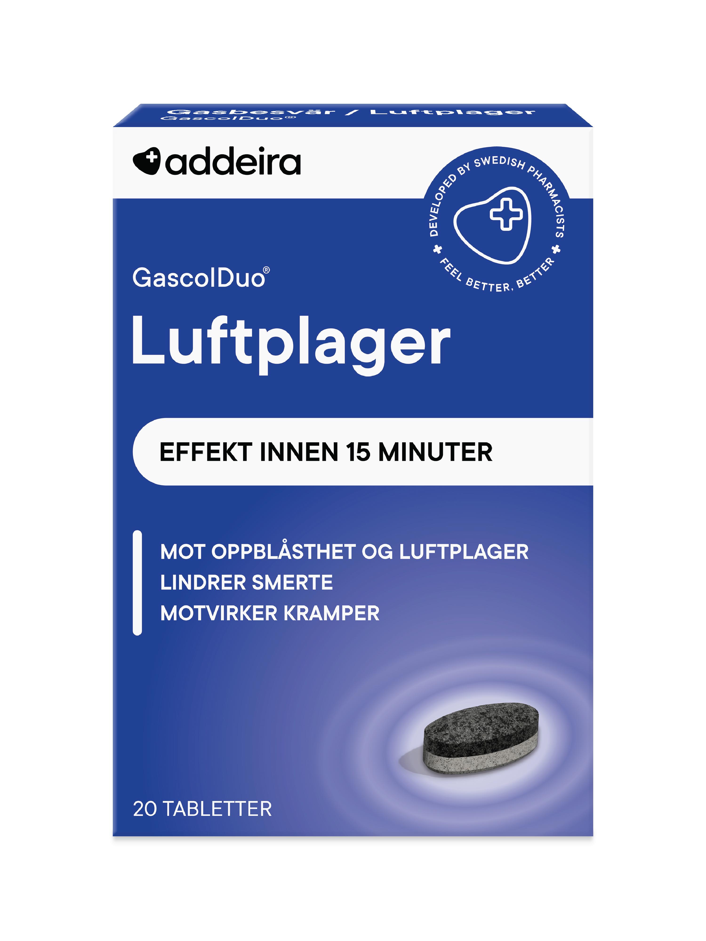 Addeira GascolDuo Tabletter, 20 stk. - Luft i magen - Farmasiet.no
