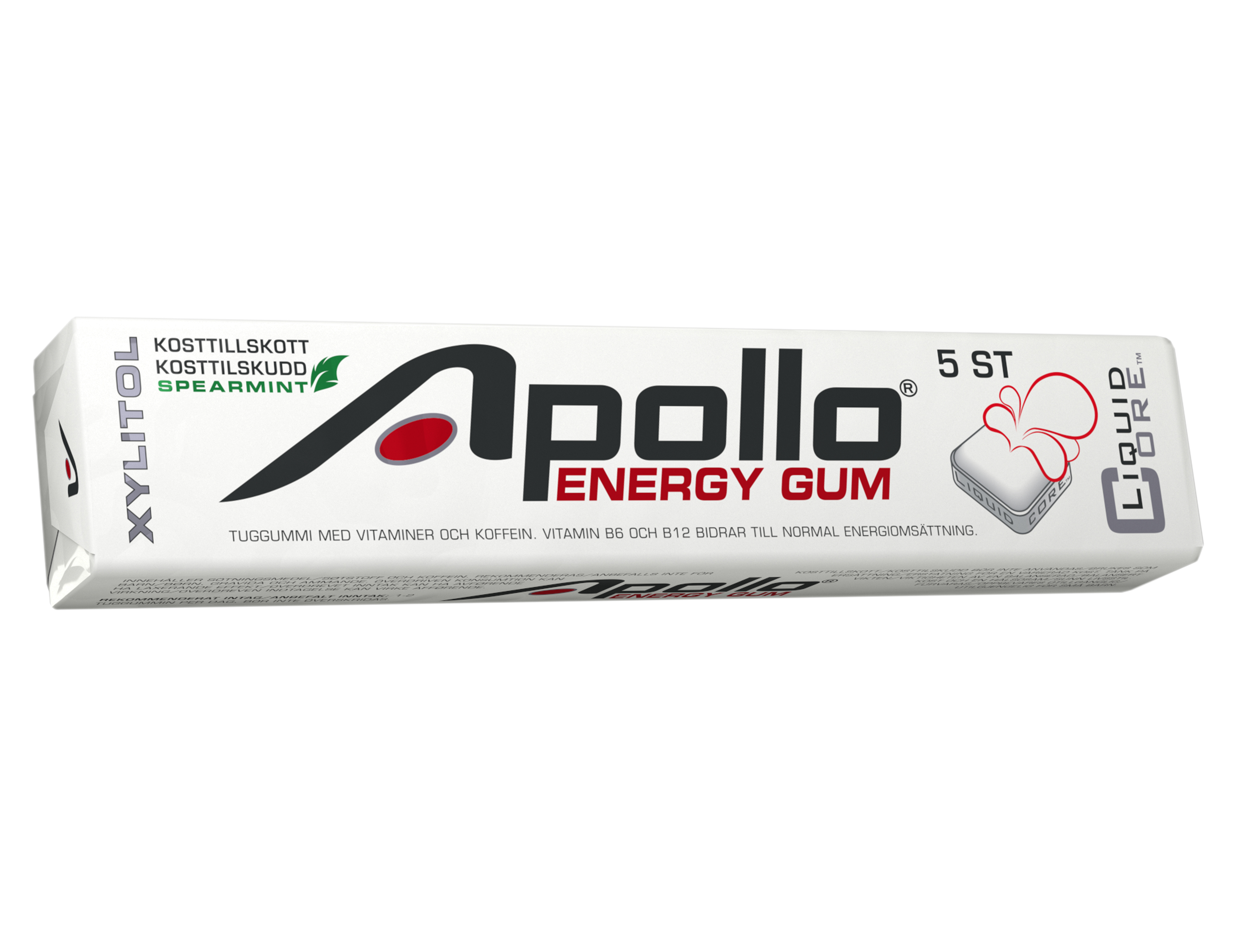 Apollo Energy Gum Spearmint, 5 stk - Vitaminer og mineraler - Farmasiet.no