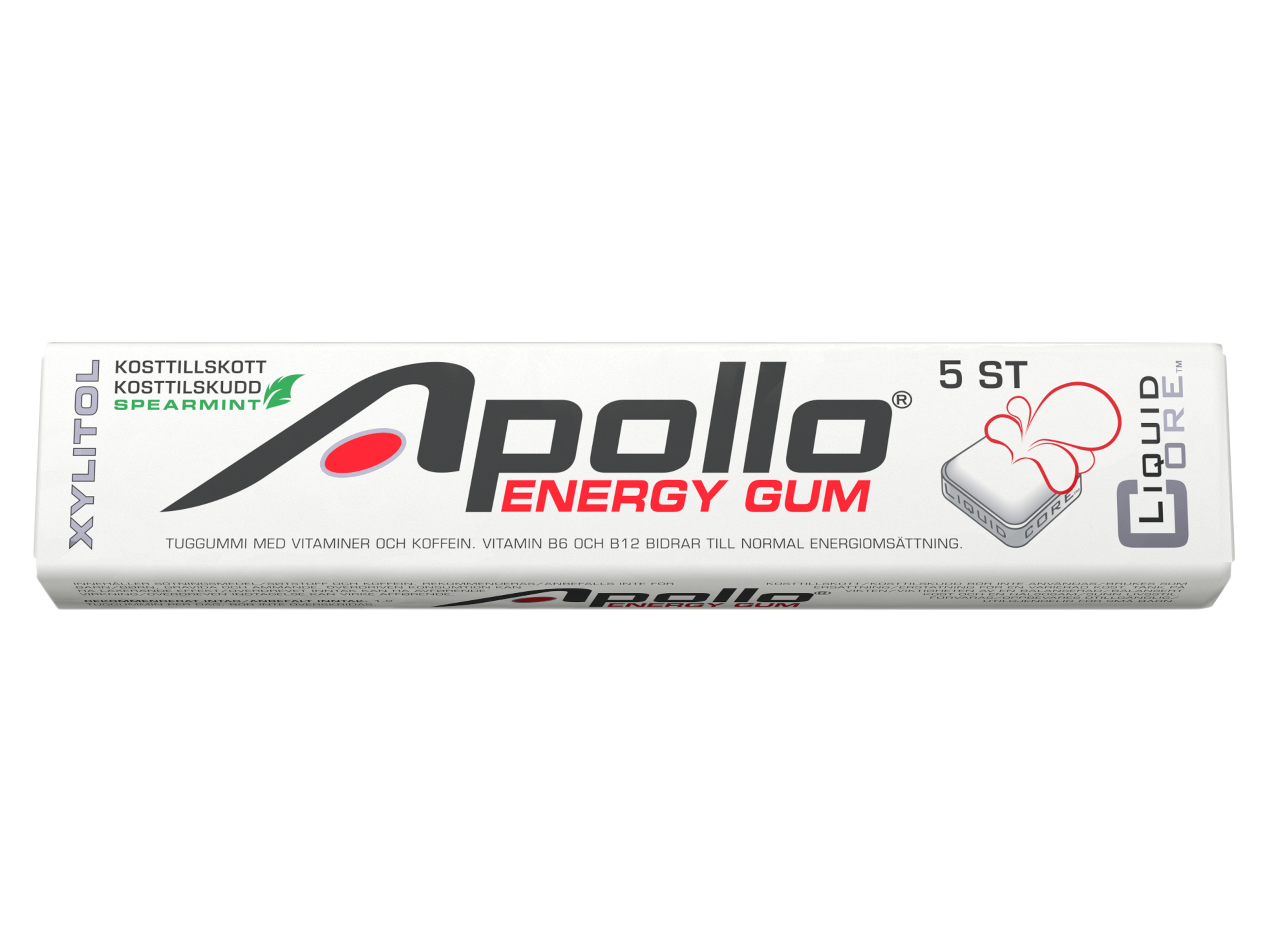 Apollo Energy Gum Spearmint, 5 stk - Vitaminer og mineraler - Farmasiet.no