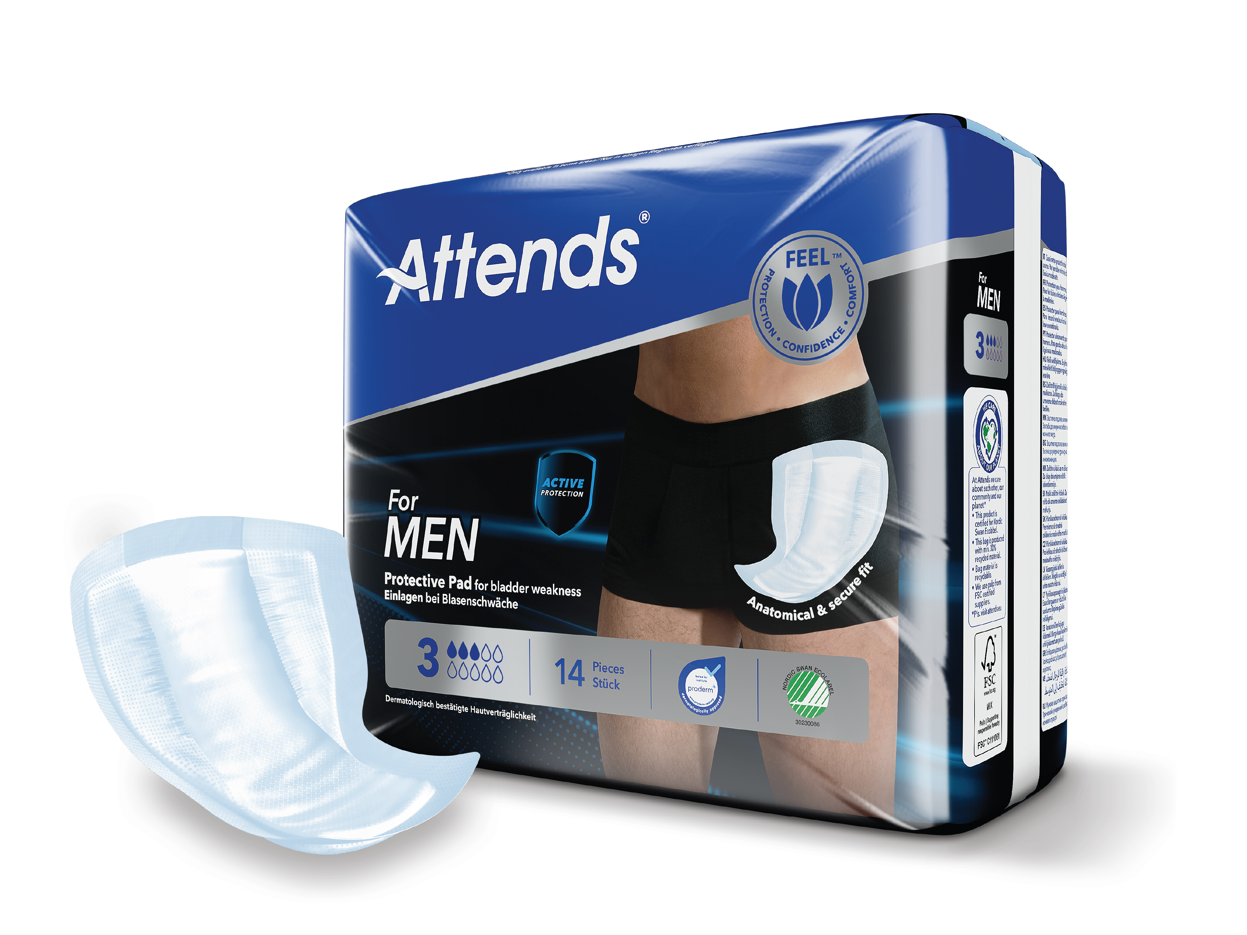 Attends For menn 3, 14 stk - Alt av bind og bleier - Farmasiet.no