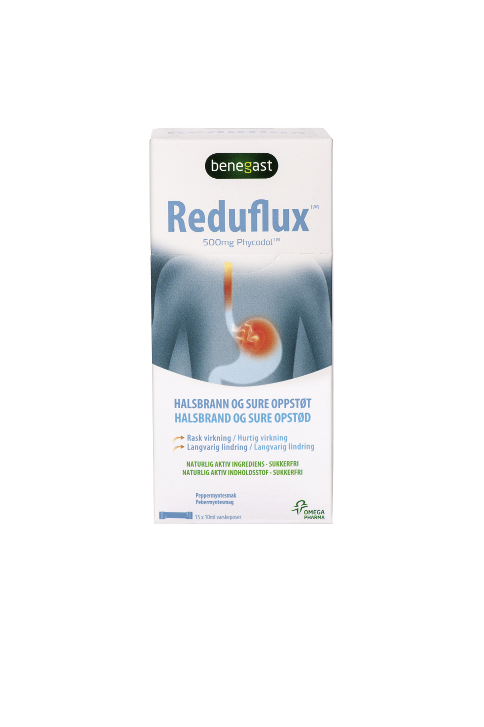 Benegast Reduflux doseposer 500mg, 15 x 10 ml - Halsbrann og syreplager ...
