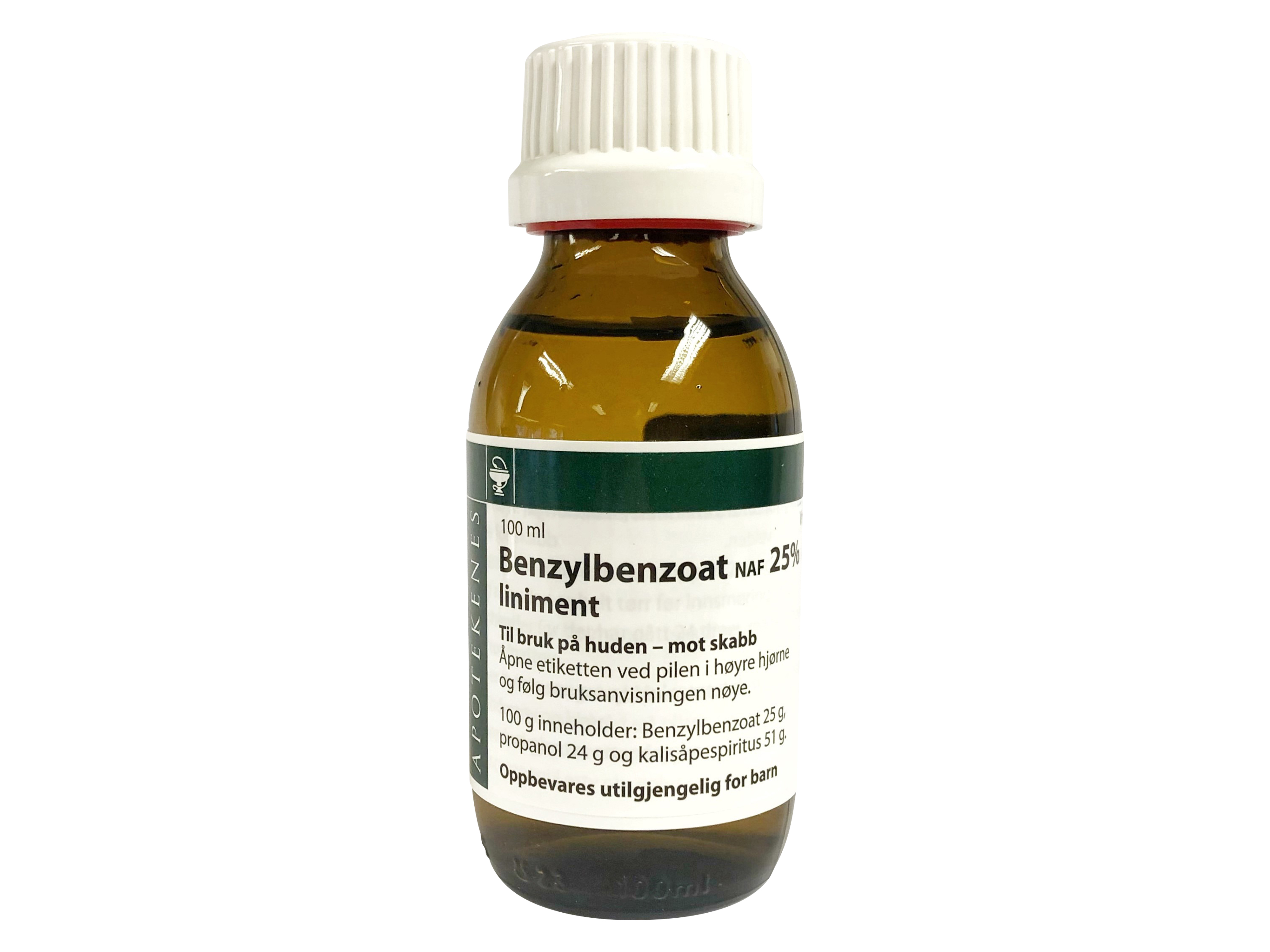 NAF Benzylbenzoat NAF liniment 25%, 100 ml. - Lus og Skabb - Farmasiet.no