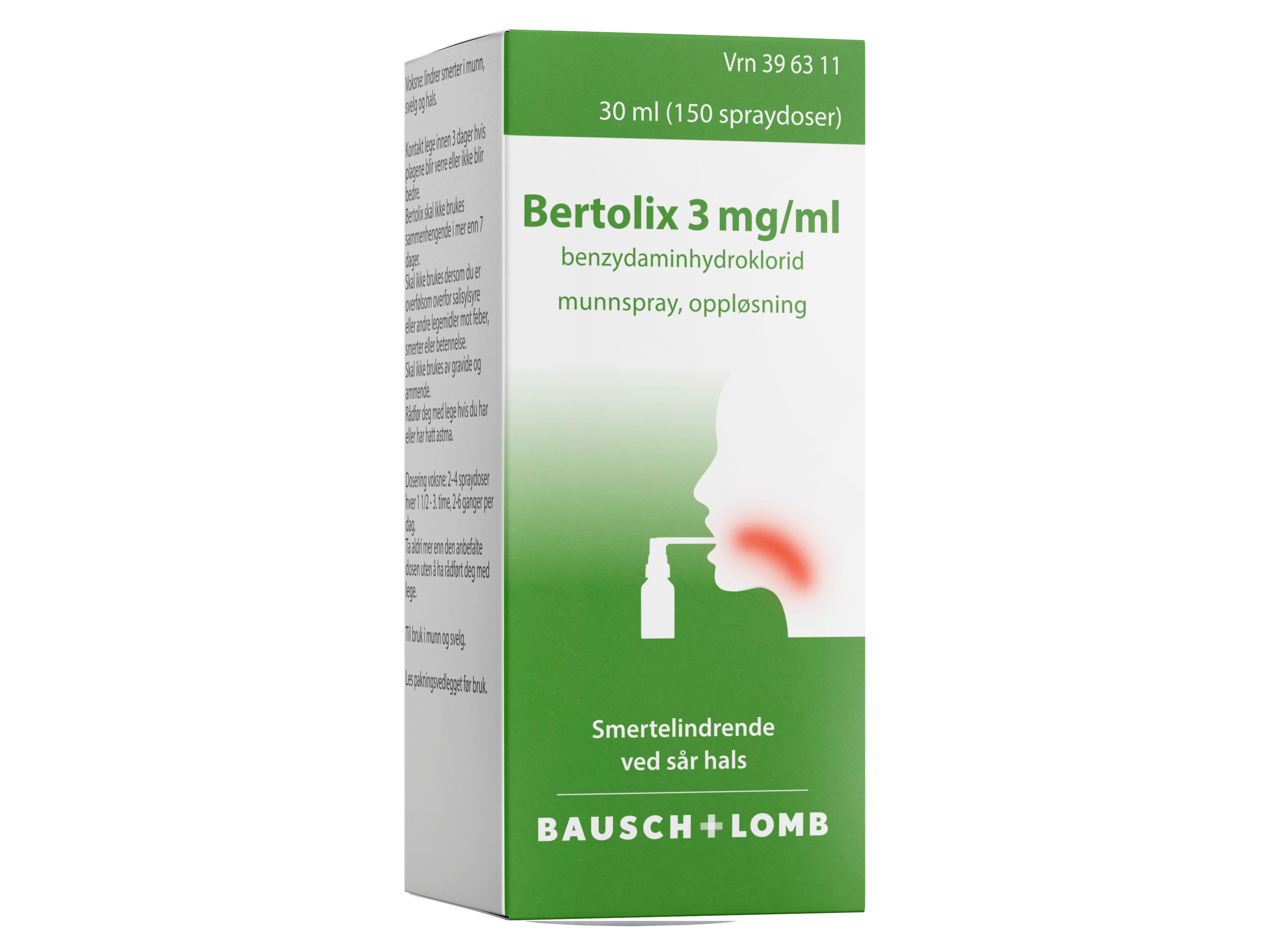 Bertolix Munnspray 3mg/ml, 30 ml - Hals og hoste - Farmasiet.no