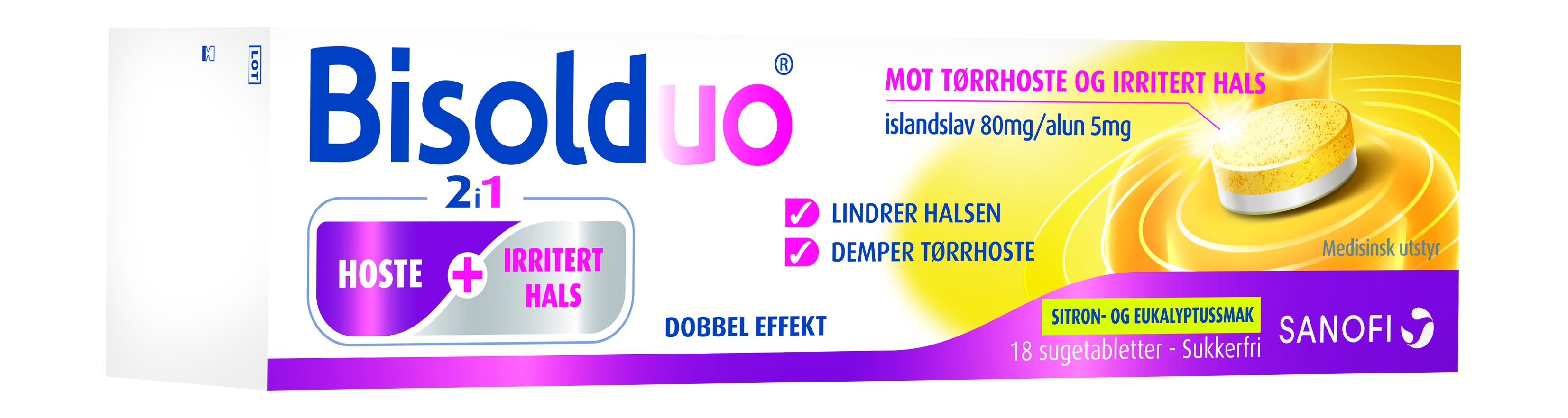 Bisolduo Sugetabletter, Sitron/eukalyptus, 18 stk. - Hals og hoste ...