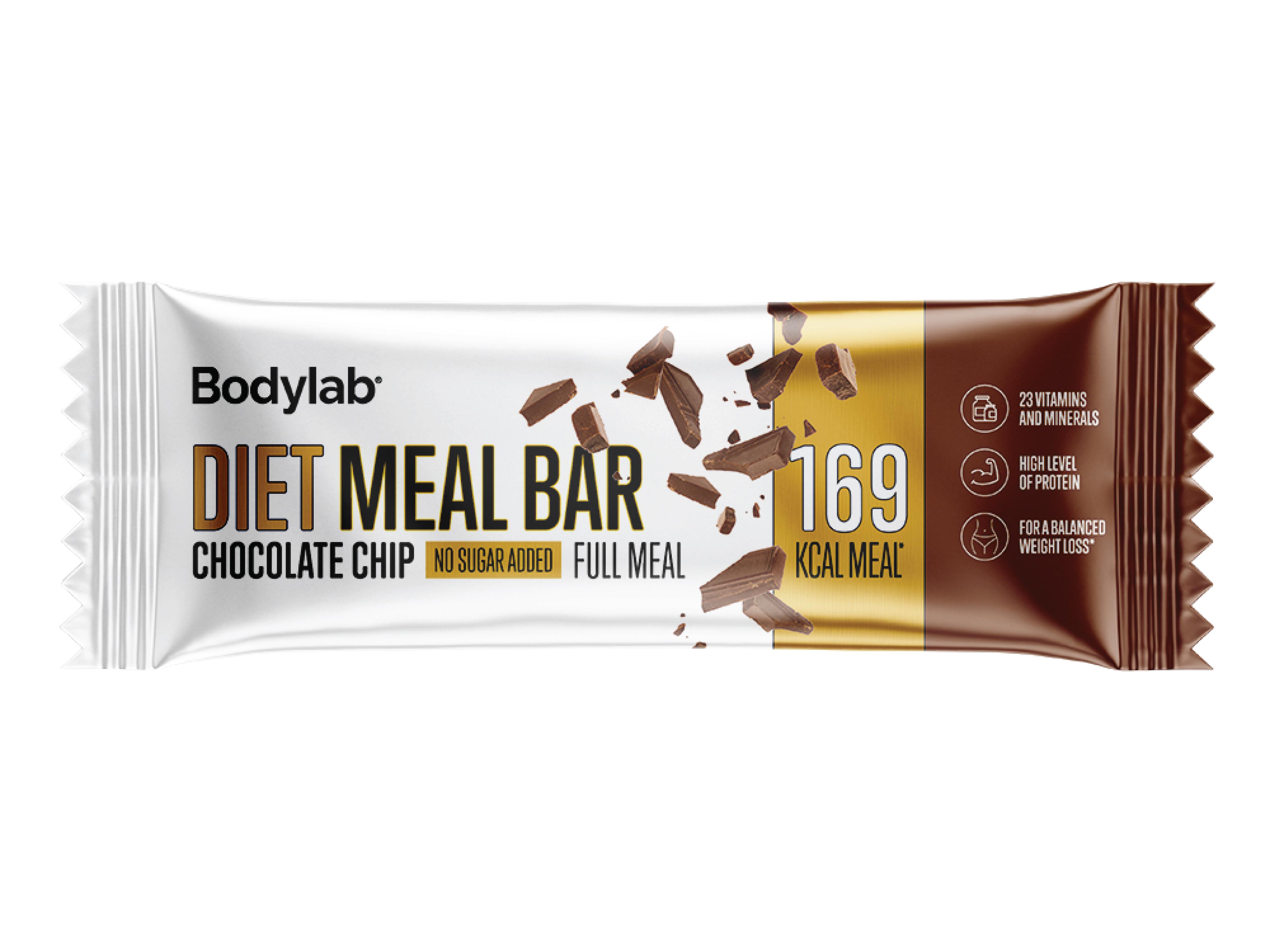 Bodylab Diet Meal Bar Chocolate Chip, 55 gram - Ned i vekt - Farmasiet.no