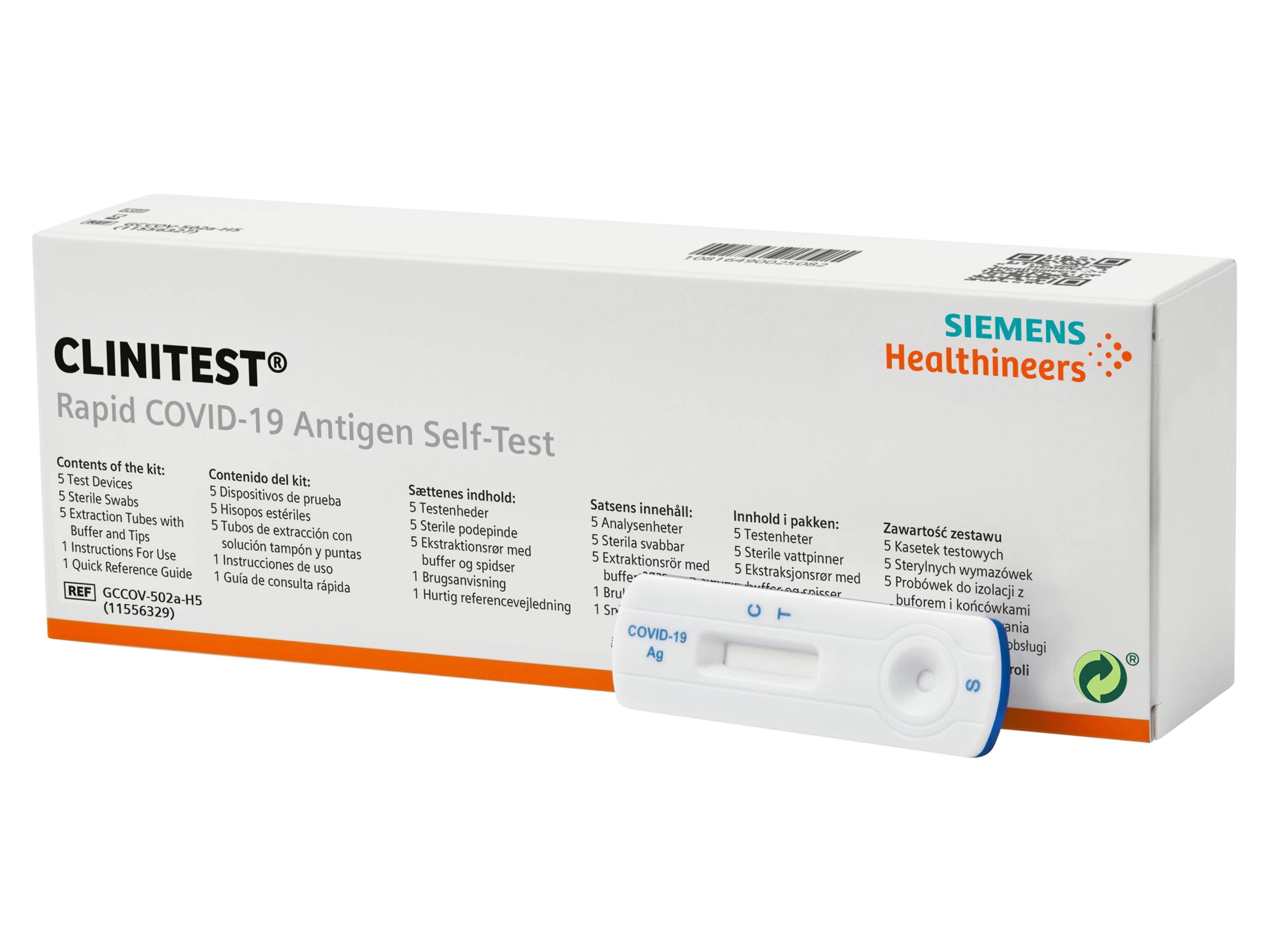 Clinitest Rapid COVID-19 Antigen selvtest, 5 tester - Hals og hoste ...