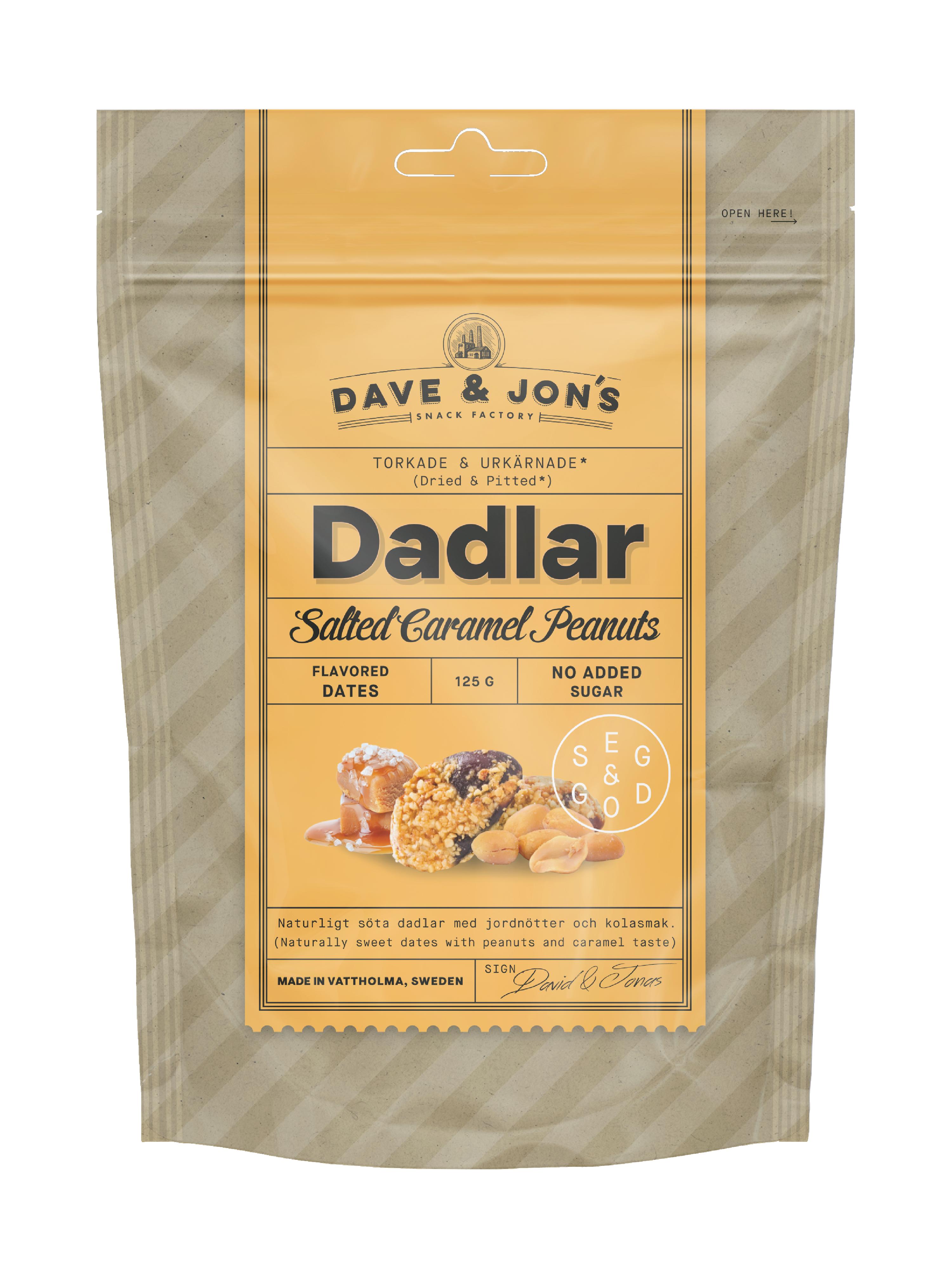 Dave & Jon's Salted Caramel Peanut Dadler, 125 g - Drops og godteri ...