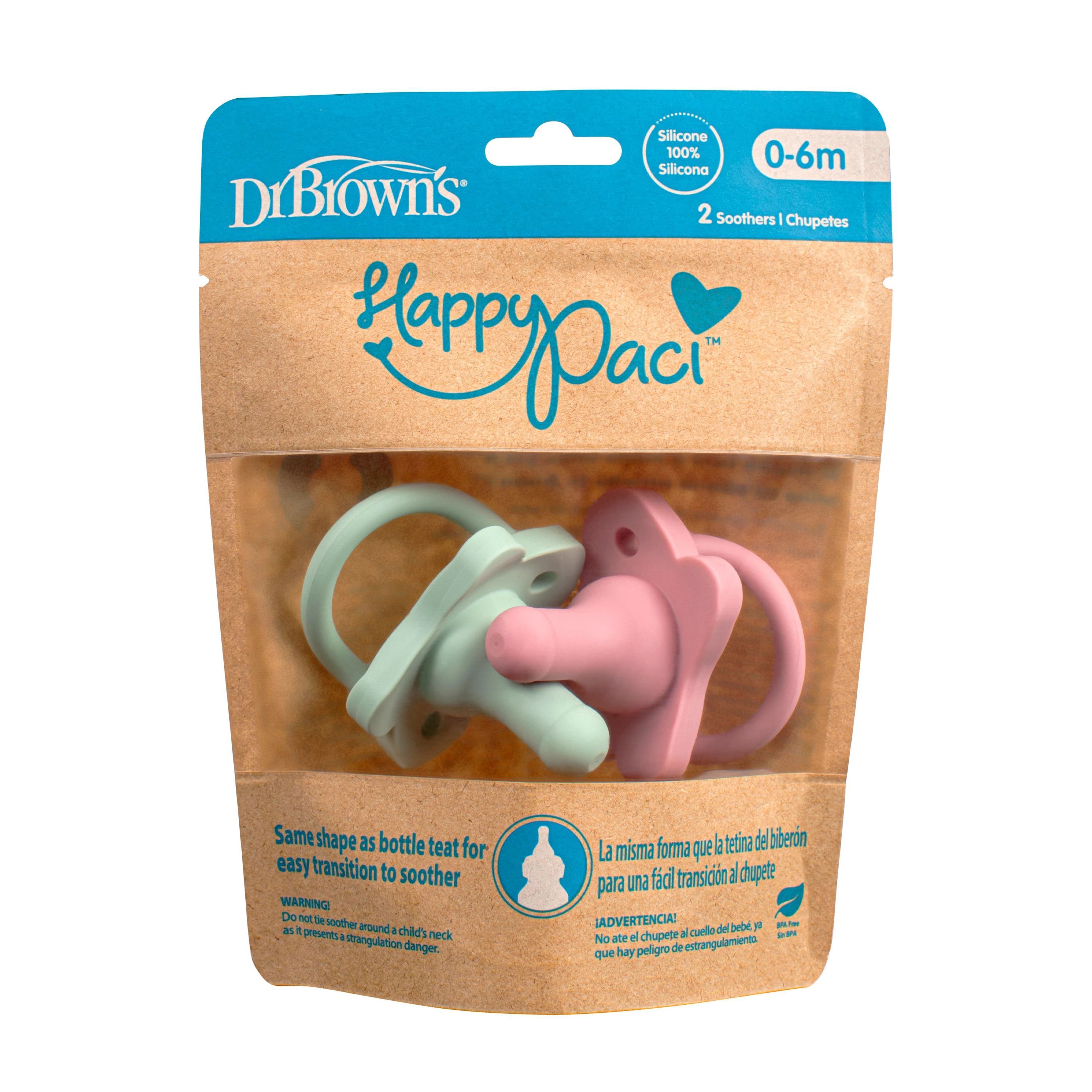 Dr. Brown's Happy Paci smokk, 0–6 mnd, rosa/grønn, 2 stk. - Smokker ...