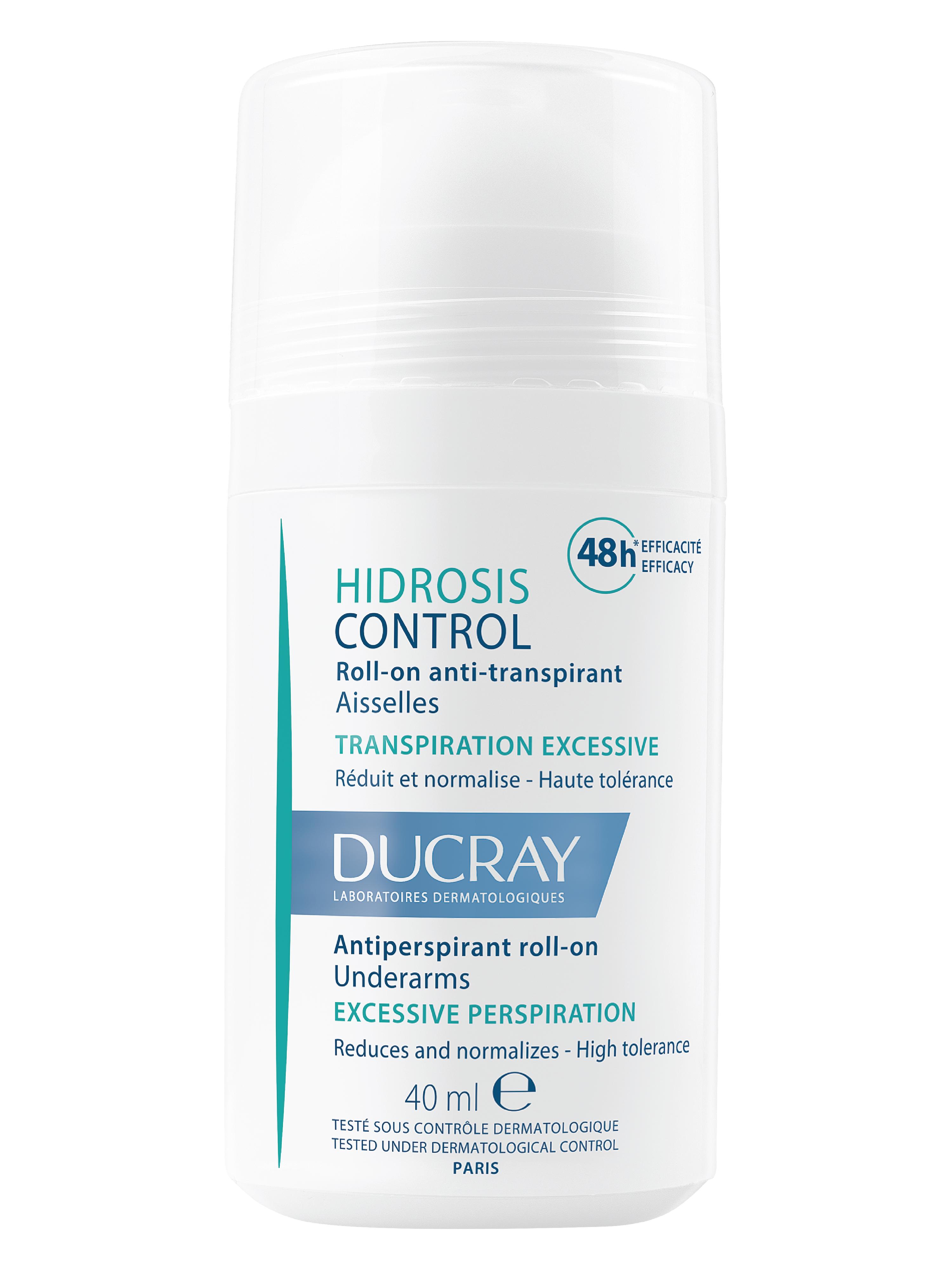 Ducray Hidrosis Control Roll-On Antiperspirant, 40 ml - Deodoranter ...