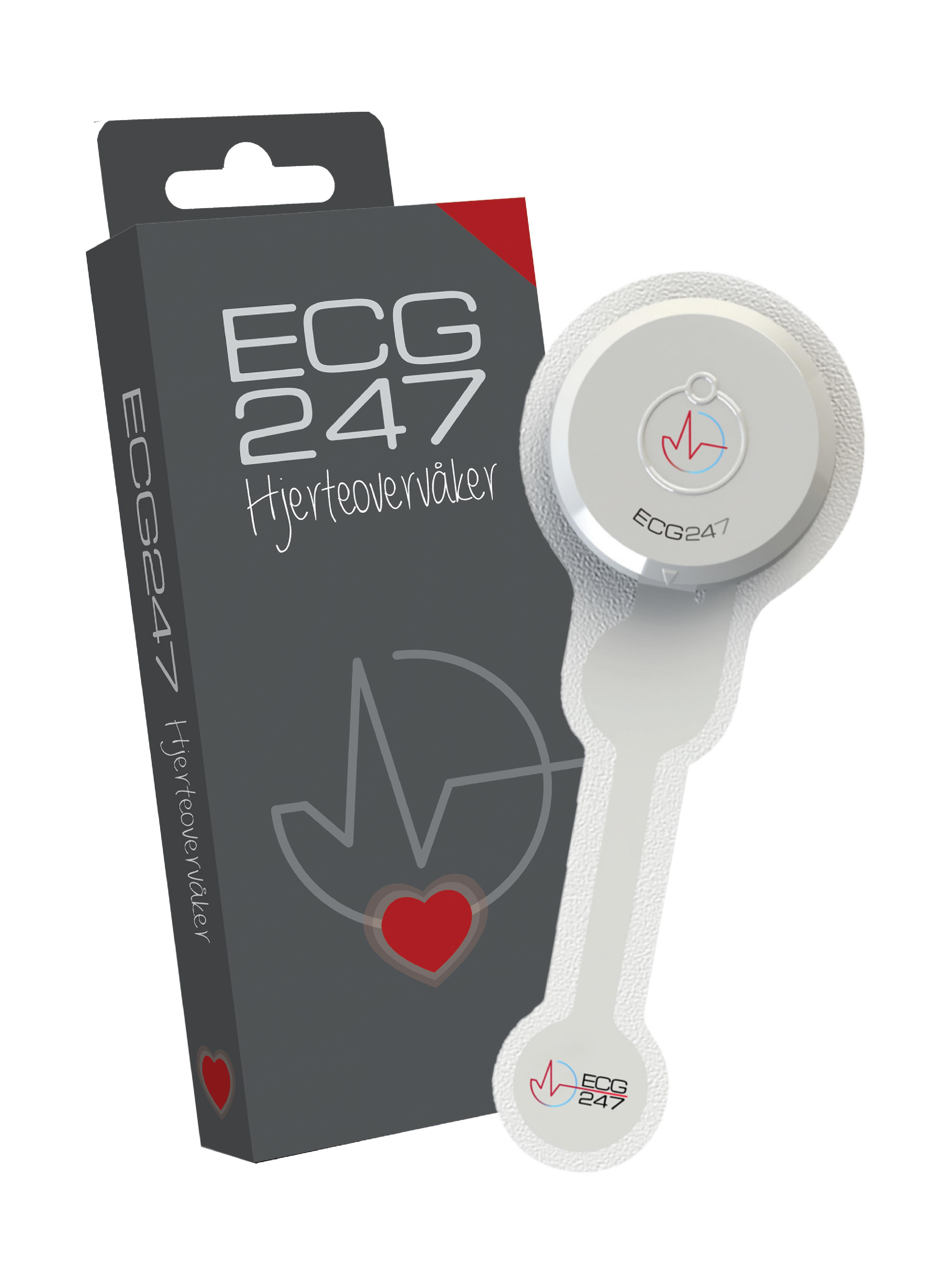 ECG247 Hjerteovervåker, 1 stk sensor og 1 stk elektrodeplaster - Hjerte ...