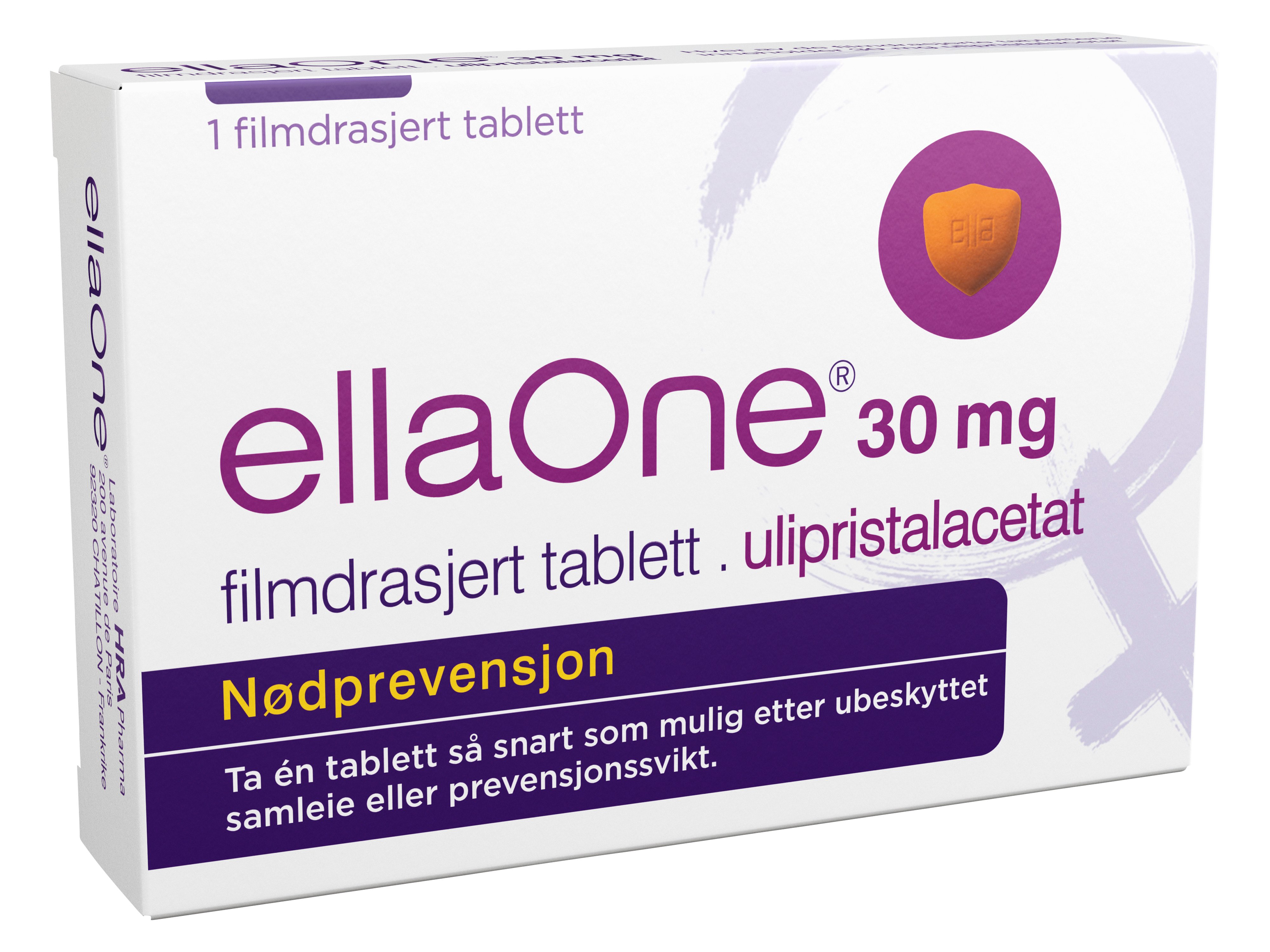 EllaOne 30 mg tablett, 1 stk. - Prevensjon og nødprevensjon - Farmasiet.no