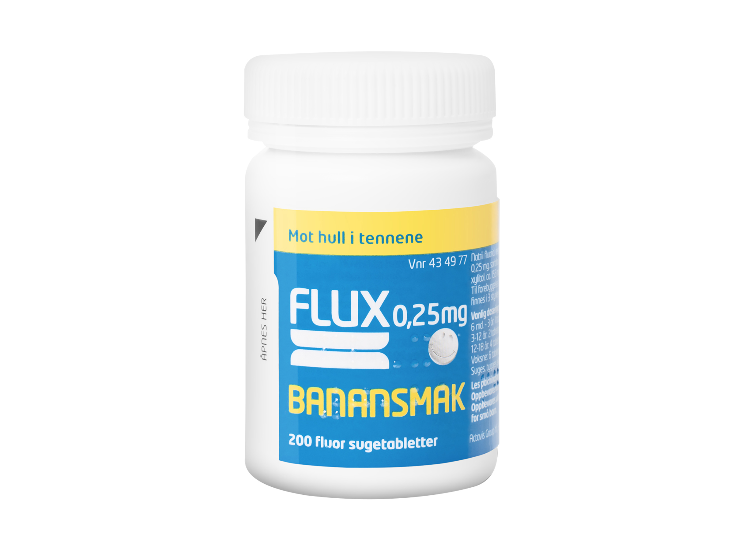 Flux Fluortabletter 0,25mg banansmak, 200 stk. - Fluortabletter ...