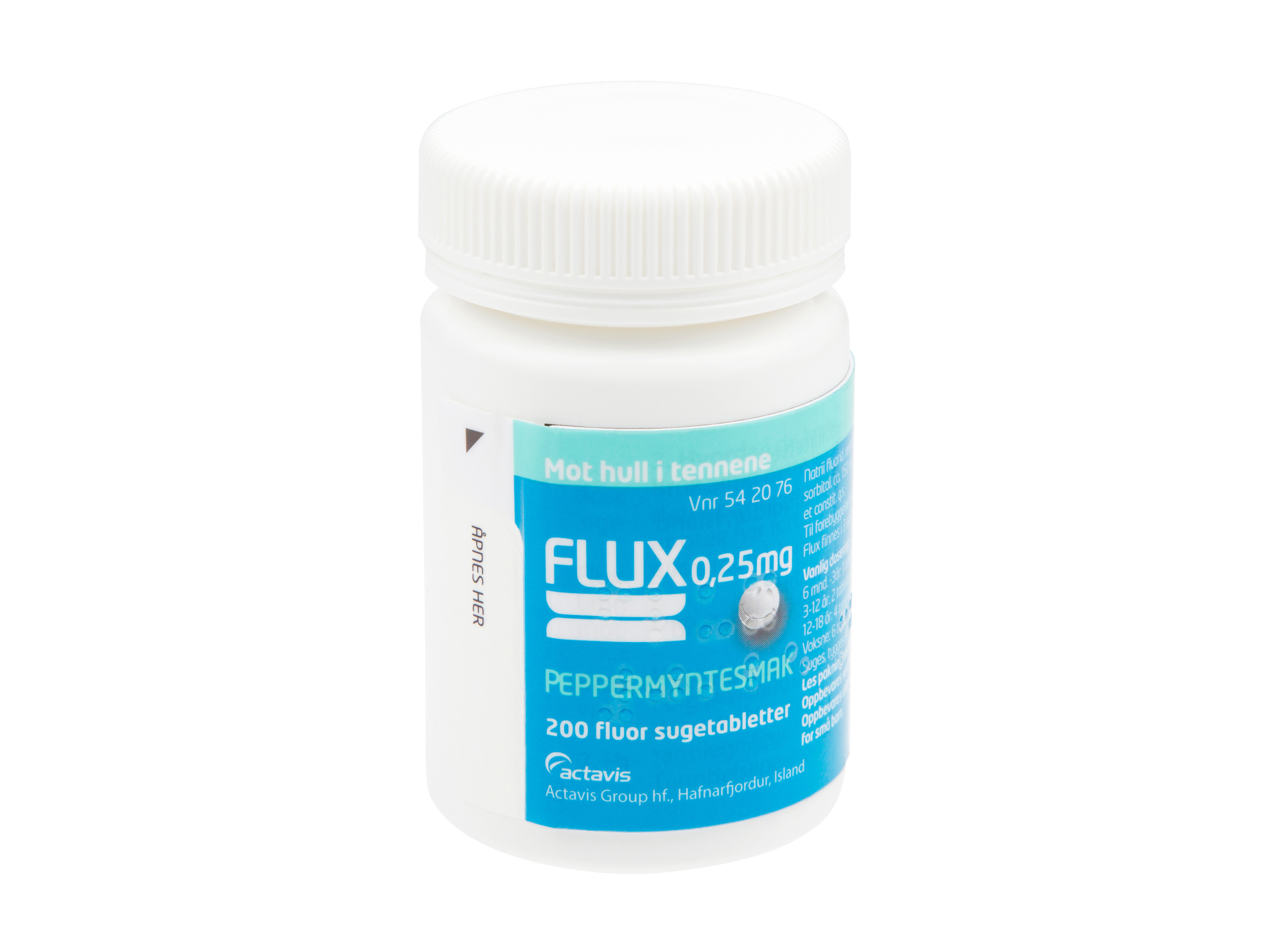 Flux Fluortabletter 0,25mg peppermyntesmak, 200 stk. - Fluortabletter ...