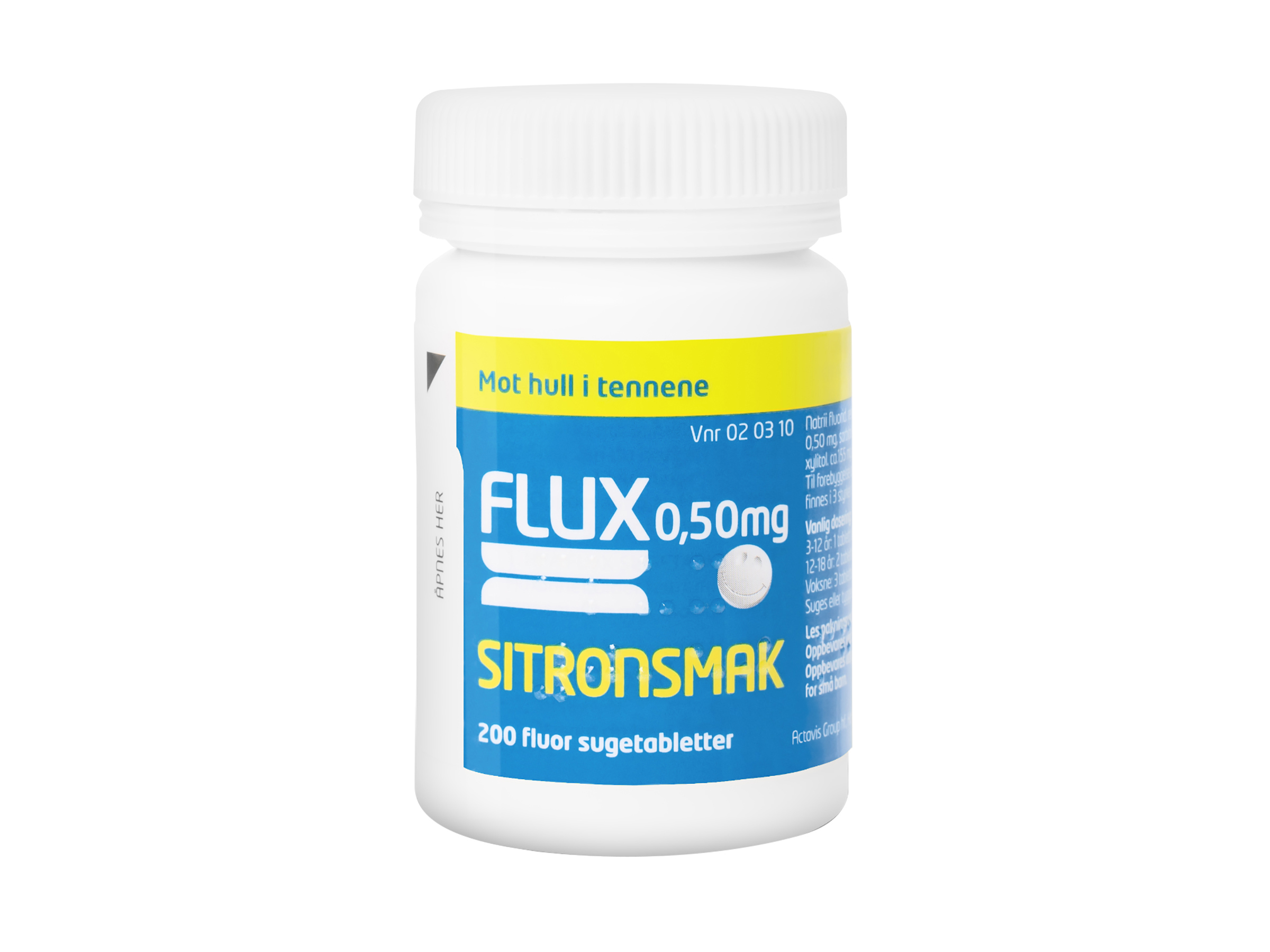 Flux Fluortabletter 0,50mg sitronsmak, 200 stk. - Fluortabletter ...