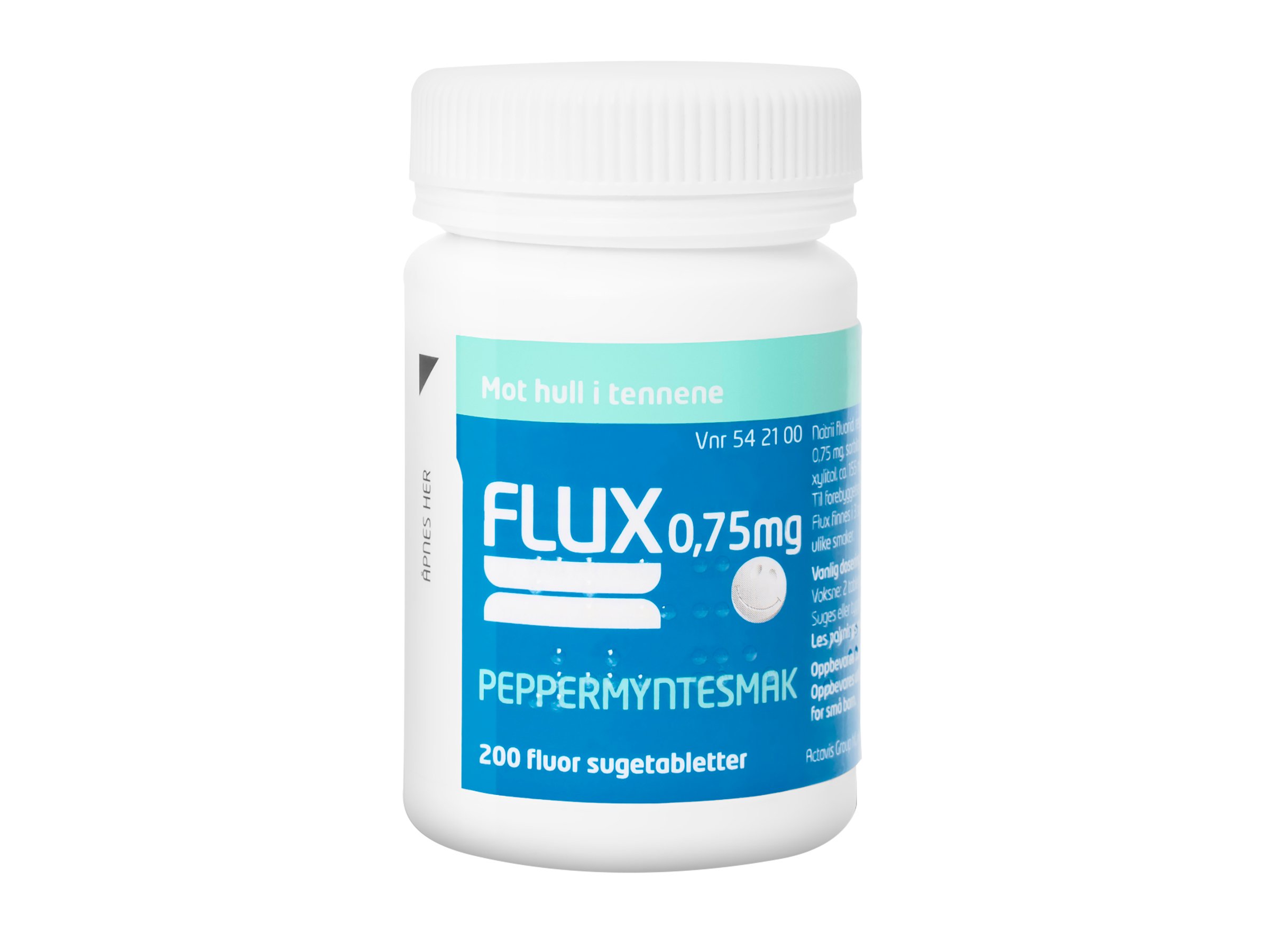 Flux Fluortabletter 0,75mg peppermyntesmak, 200 stk. - Fluortabletter ...