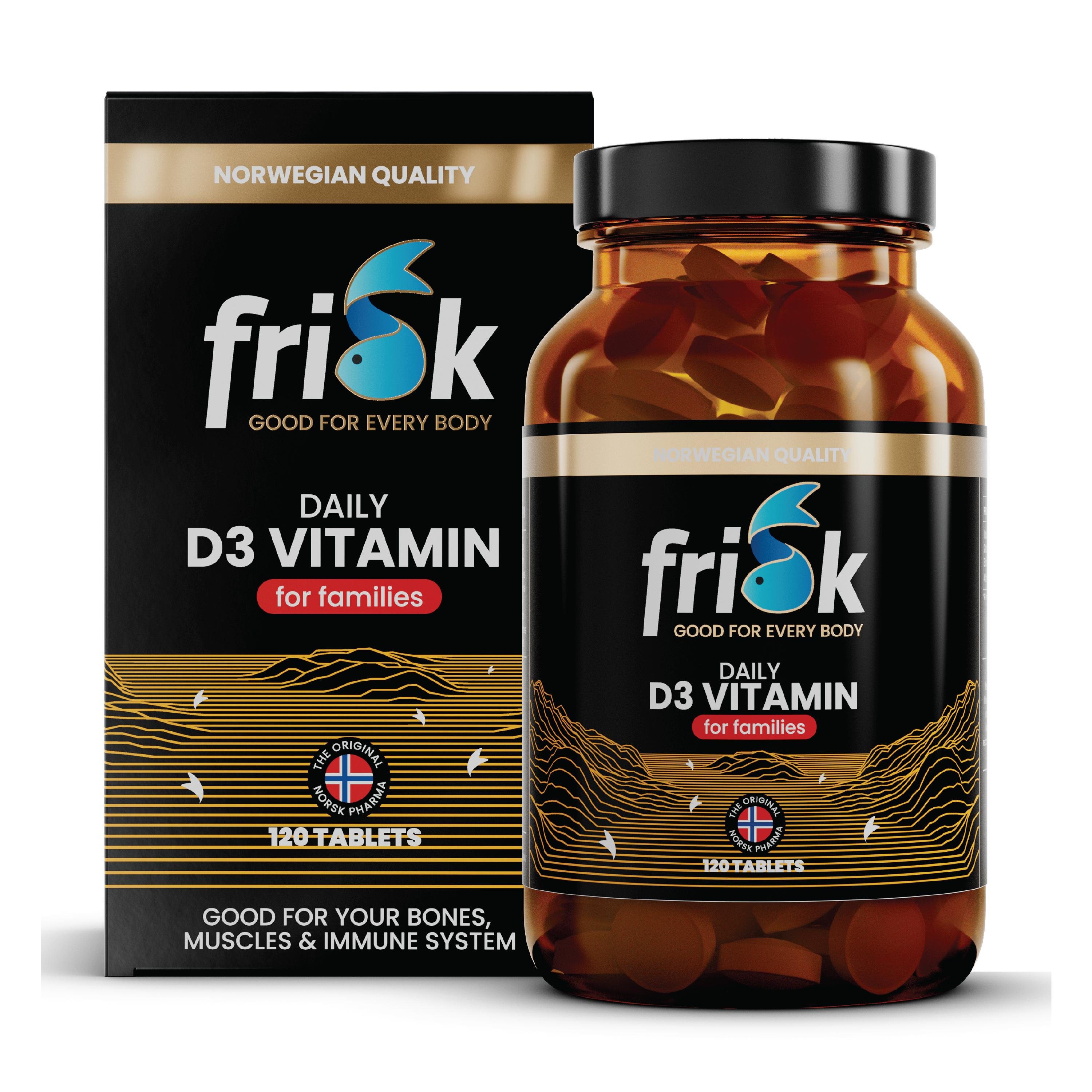Frisk Vitamin D3 Familie, 120 tabletter - Vitaminer og mineraler ...