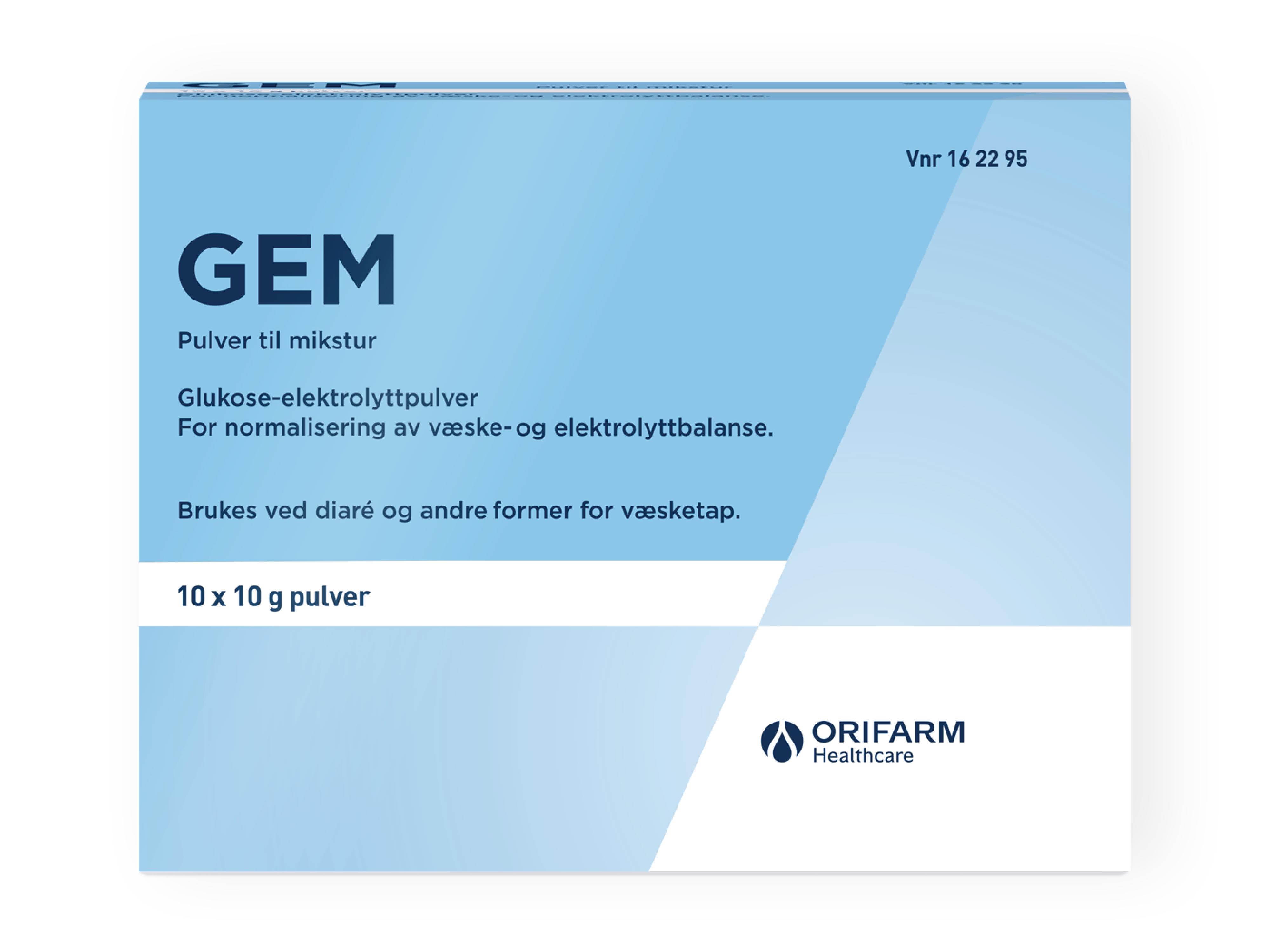 Gem Pulver til mikstur, 10 x 10 g - Diare - Farmasiet.no