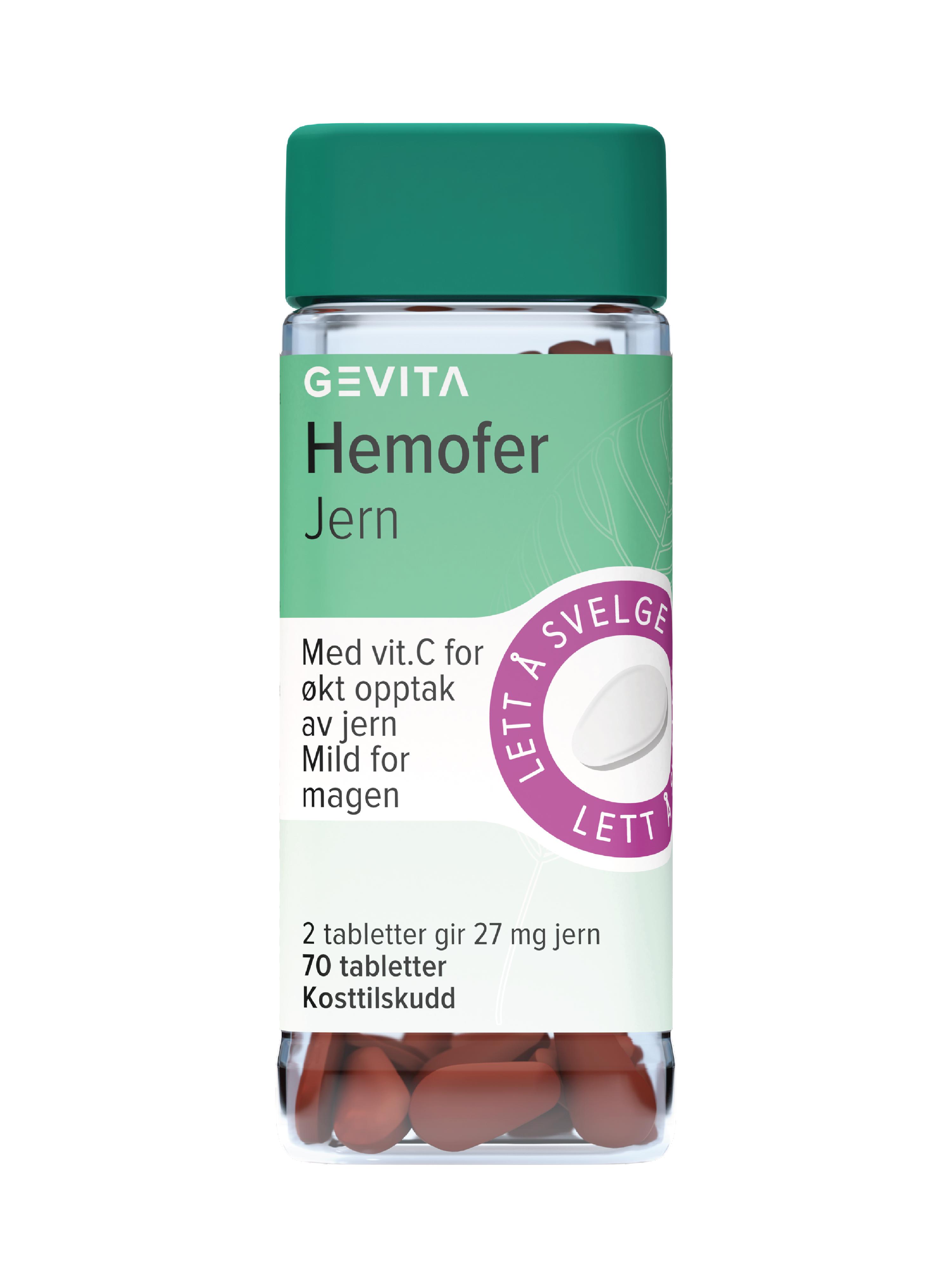 Gevita Hemofer Jern, 70 tabletter - Vitaminer og mineraler - Farmasiet.no