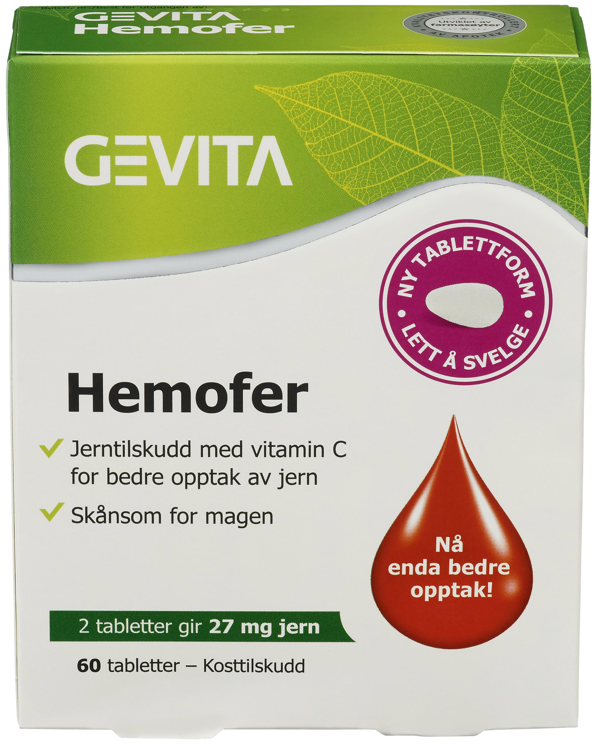 Gevita Hemofer tab, Jerntabletter 60 stk. - Vitaminer og mineraler ...