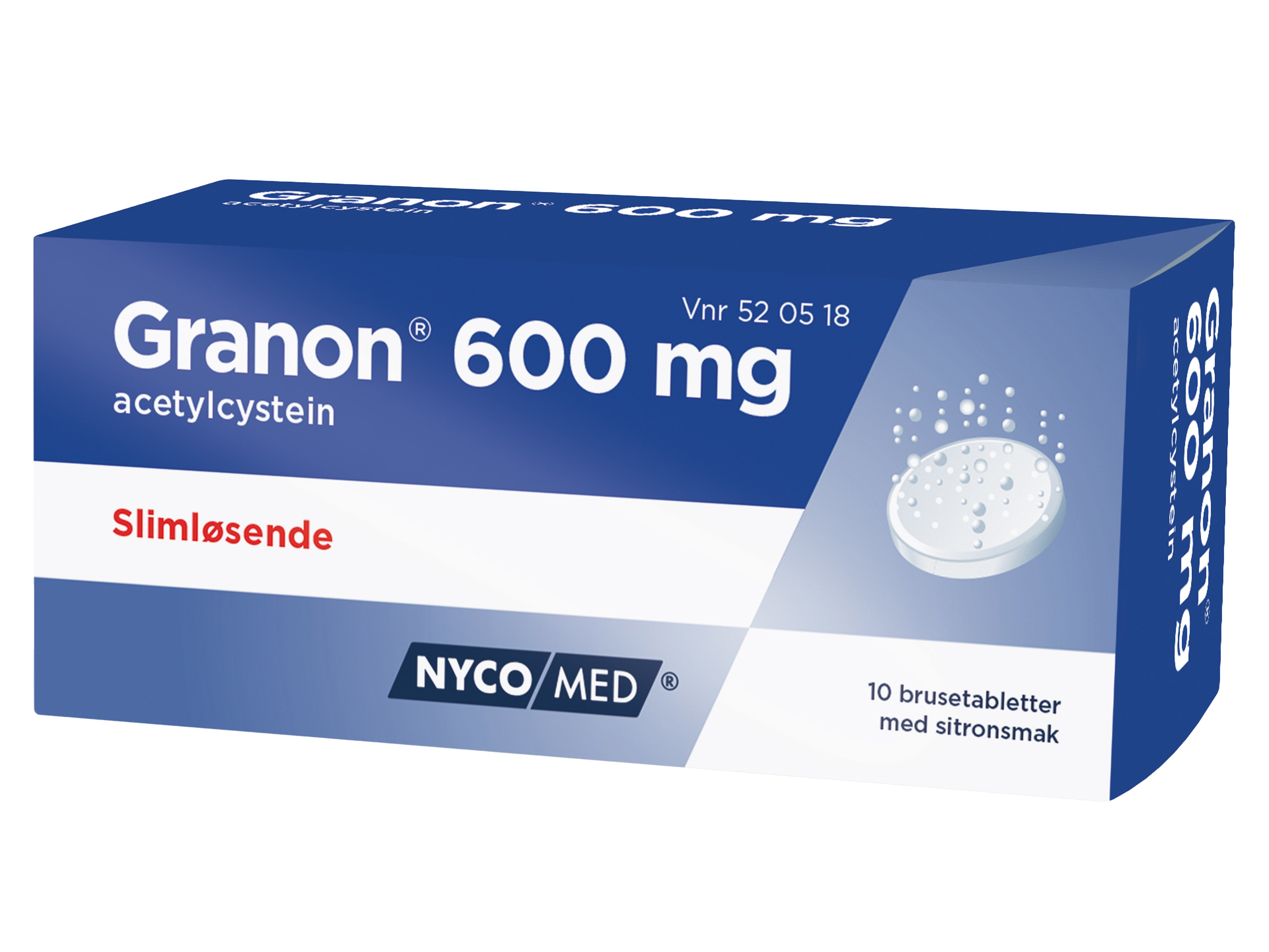 Granon Brusetabletter 600mg, 10 stk. - Hals og hoste - Farmasiet.no