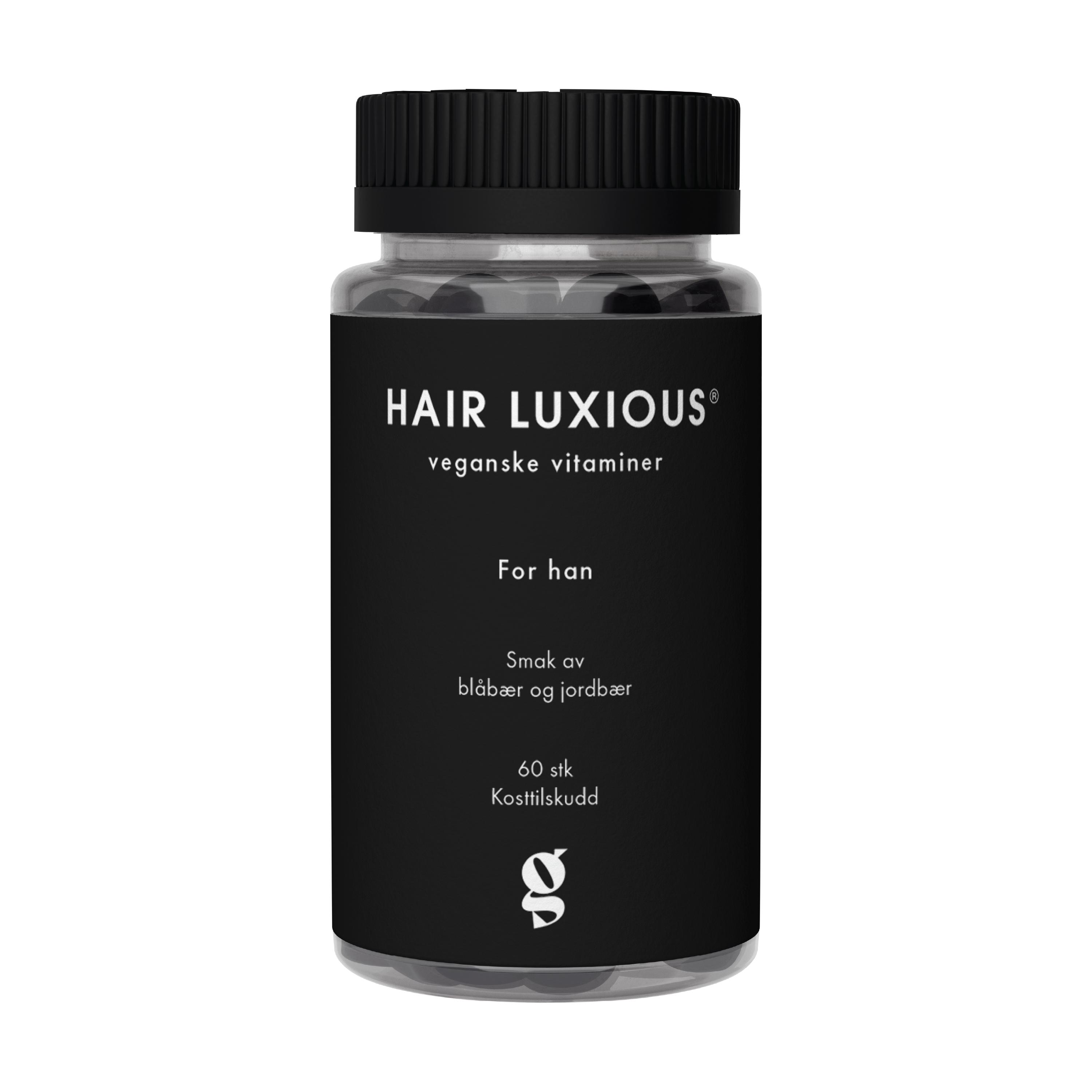 Hair Luxious Hair Luxious For han Gummies, Blåbær & jordbær, 60 stk ...