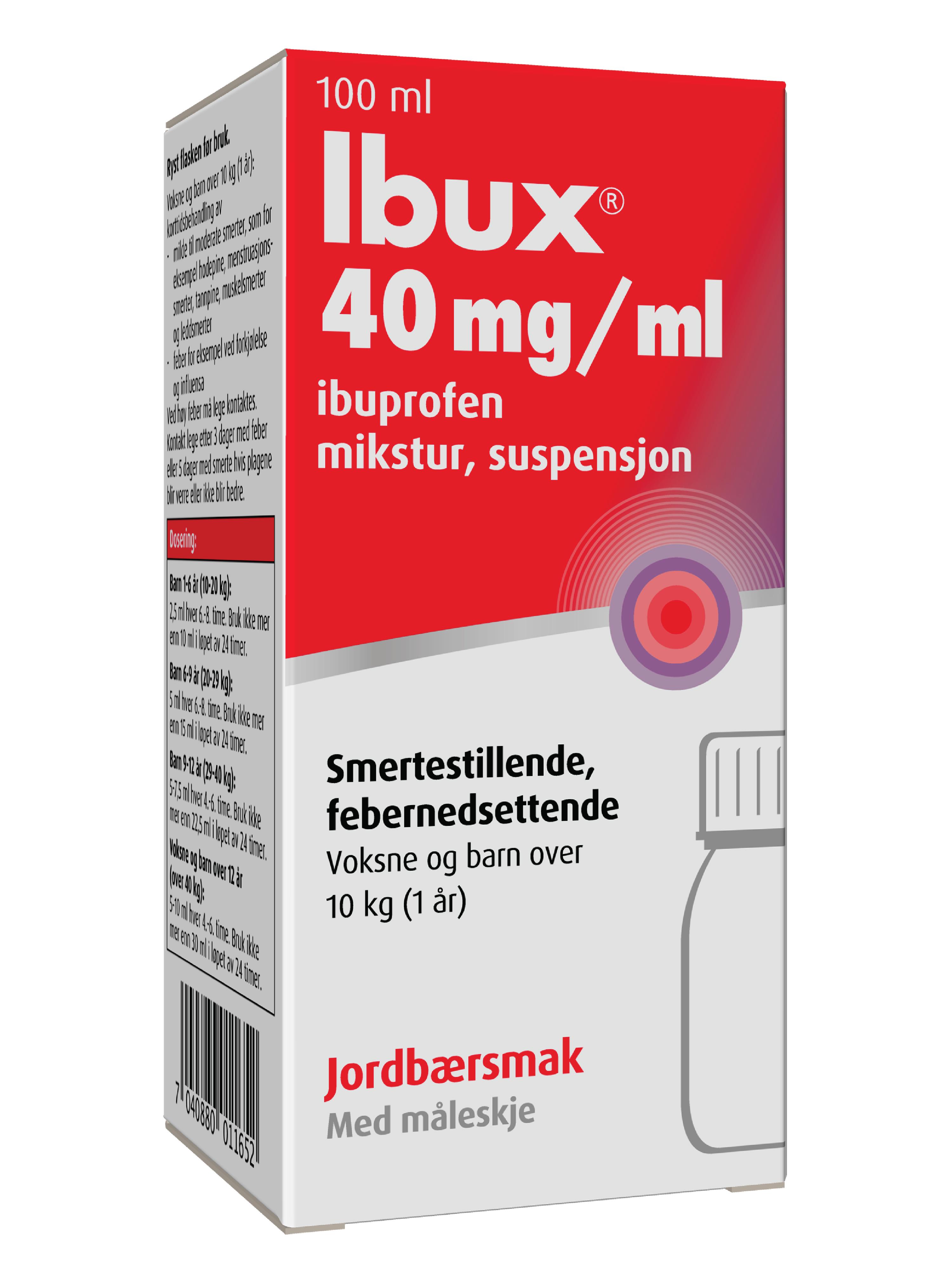 Ibux 40 mg/ml mikstur, 100 ml - Smertestillende og febernedsettende ...