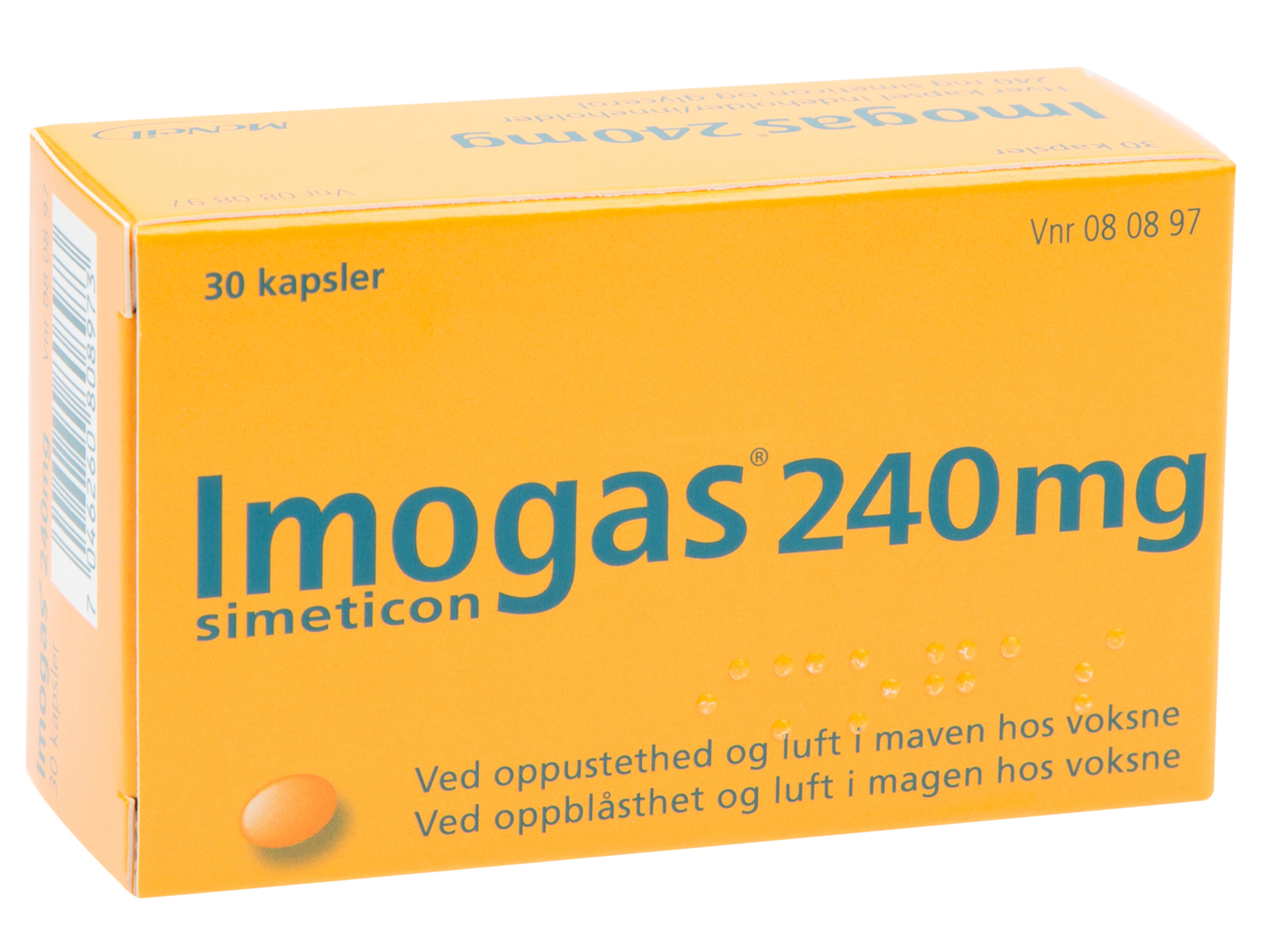 Imogas Kapsler 240mg, 30 stk. på brett - Luft i magen - Farmasiet.no