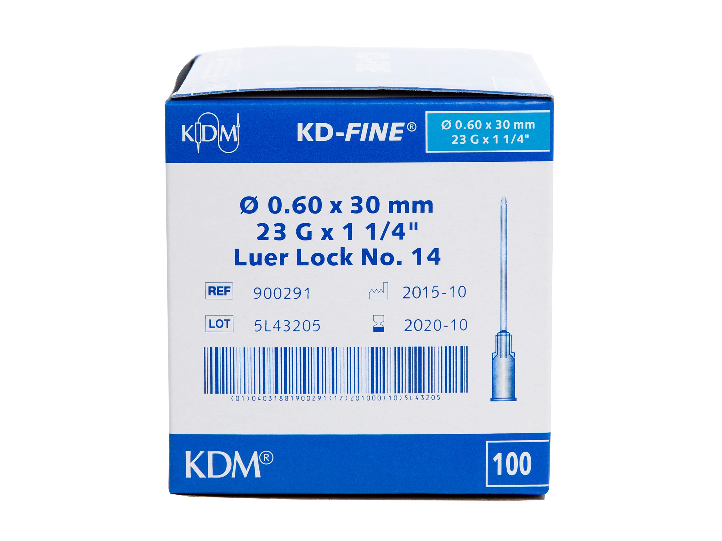 KDM KD-fine kanyler til injeksjon, 0,6x30mm, 23G X 11/4", blå,100 stk. - Injeksjonsutstyr ...