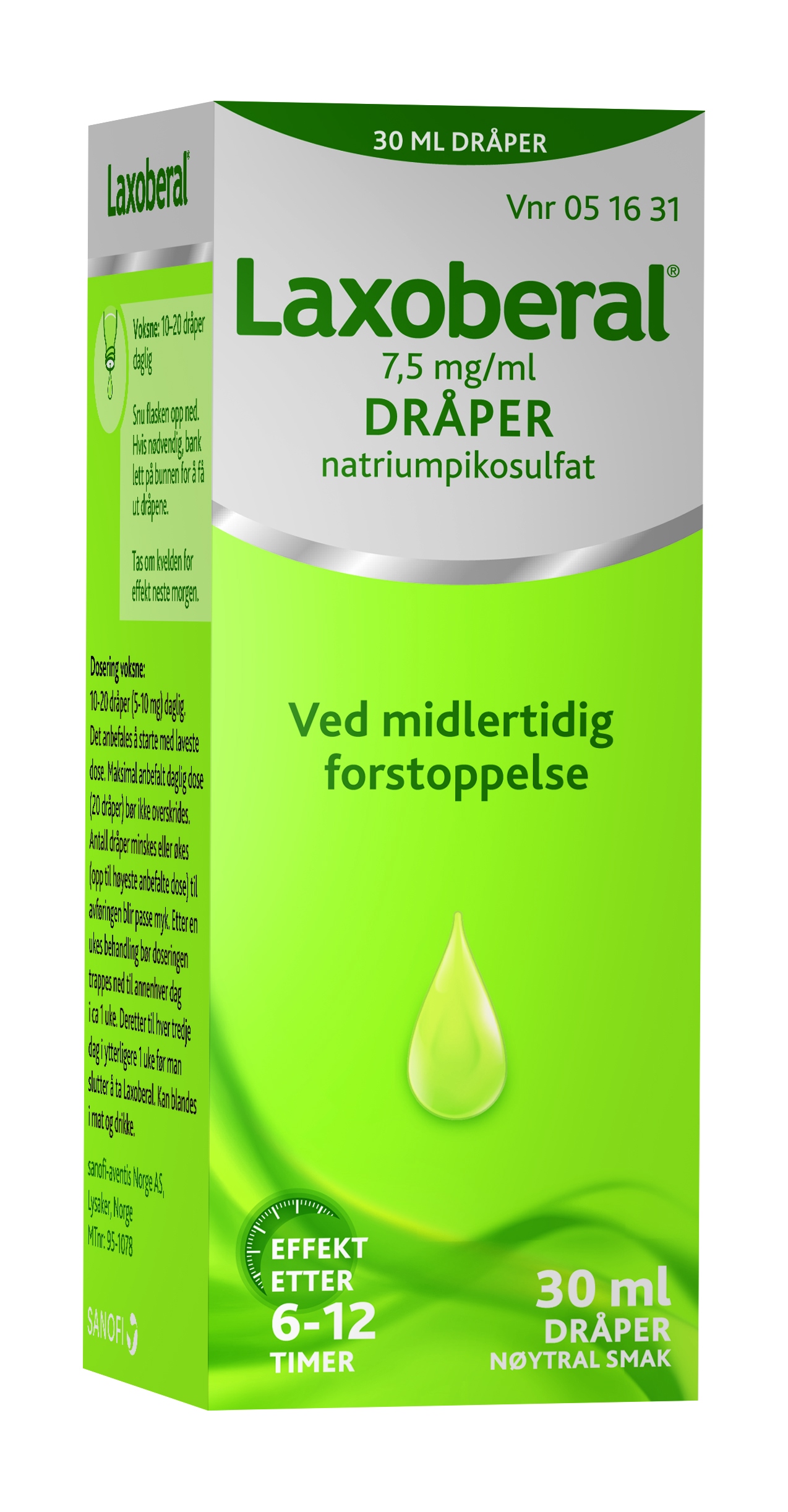 Laxoberal Dråper 7,5mg/ml, 30 ml - Forstoppelse - Farmasiet.no