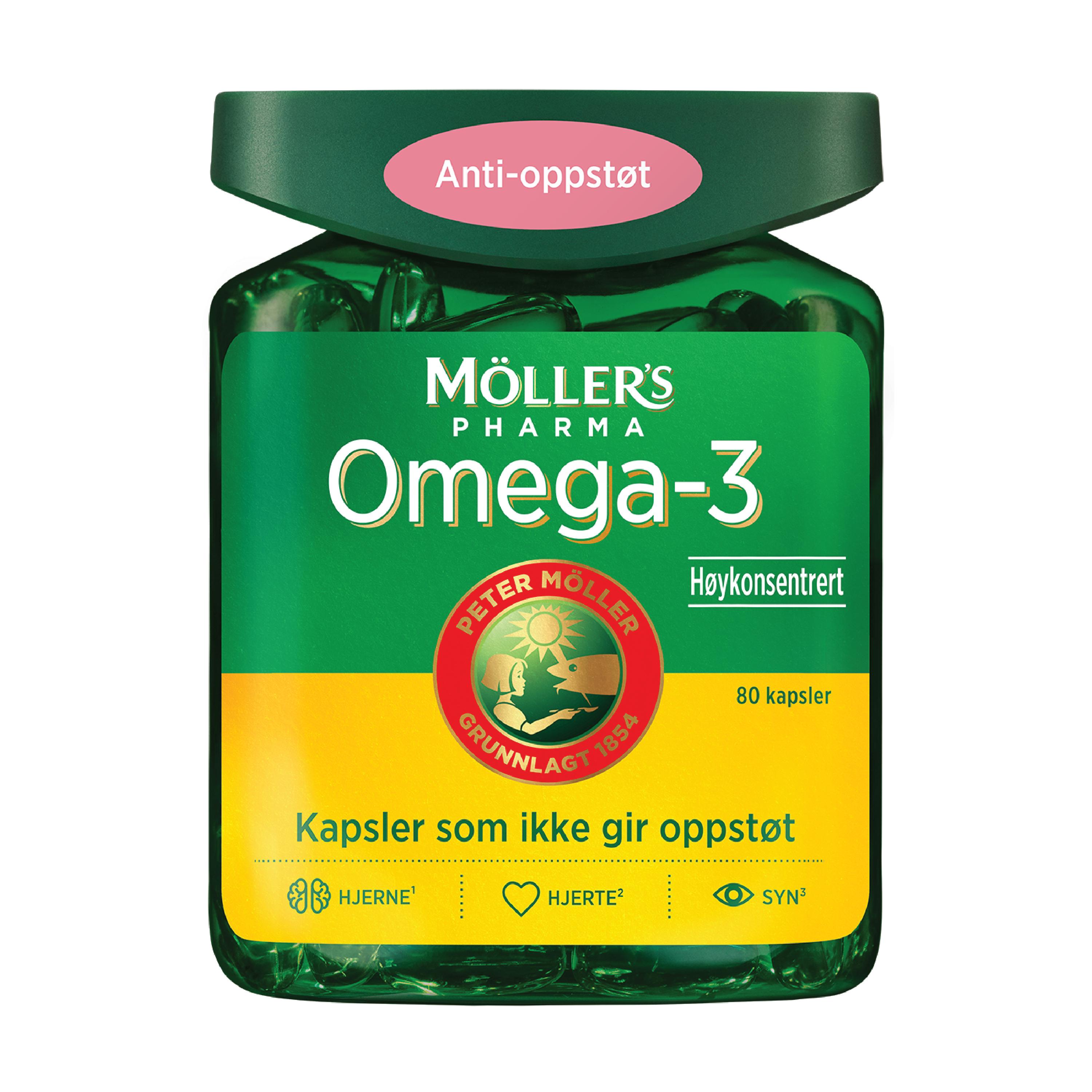 Möller's Pharma Omega-3 Anti-oppstøt kapsler, 80 stk. - Tran og ...