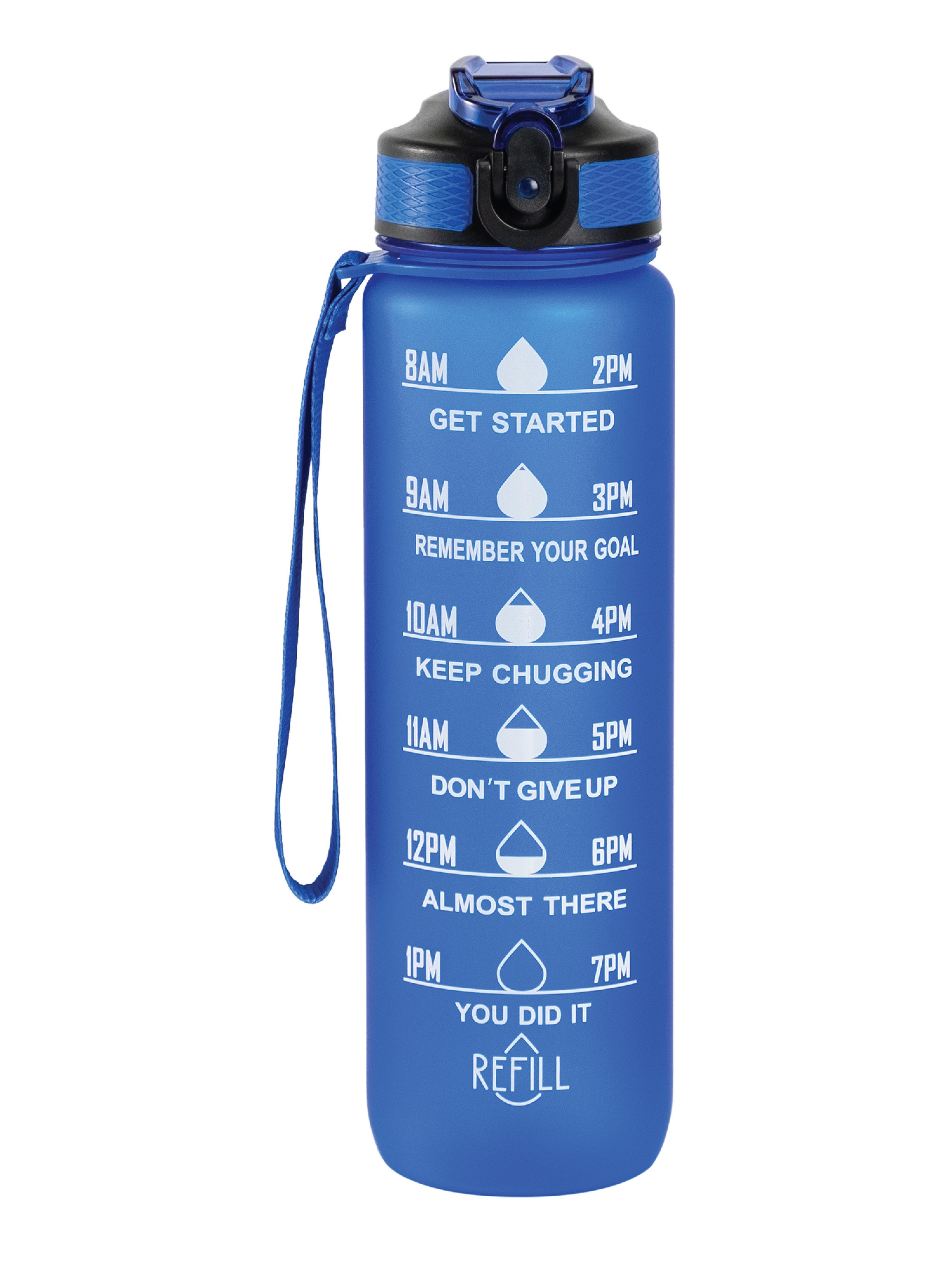 Motivational Bottle Drikkeflaske, Blå, 1 L - Sport- og fritidsutstyr ...