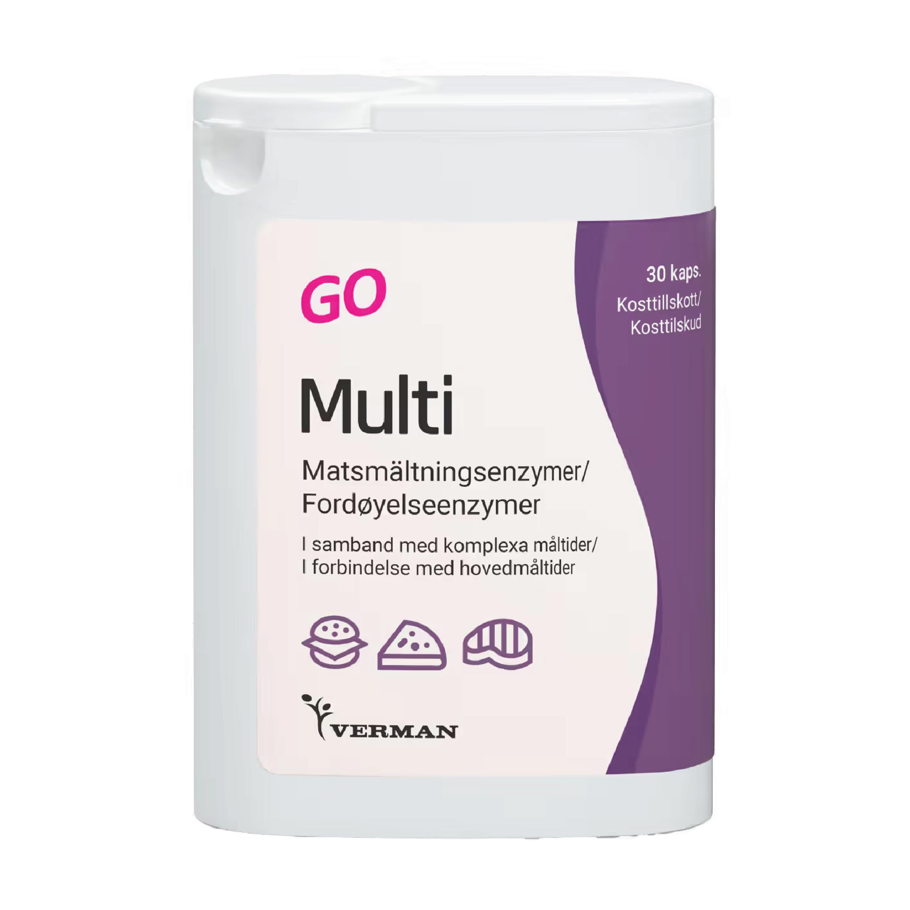 Multi GO Kapsler, 30 stk. - Enzymer og matintoleranse - Farmasiet.no