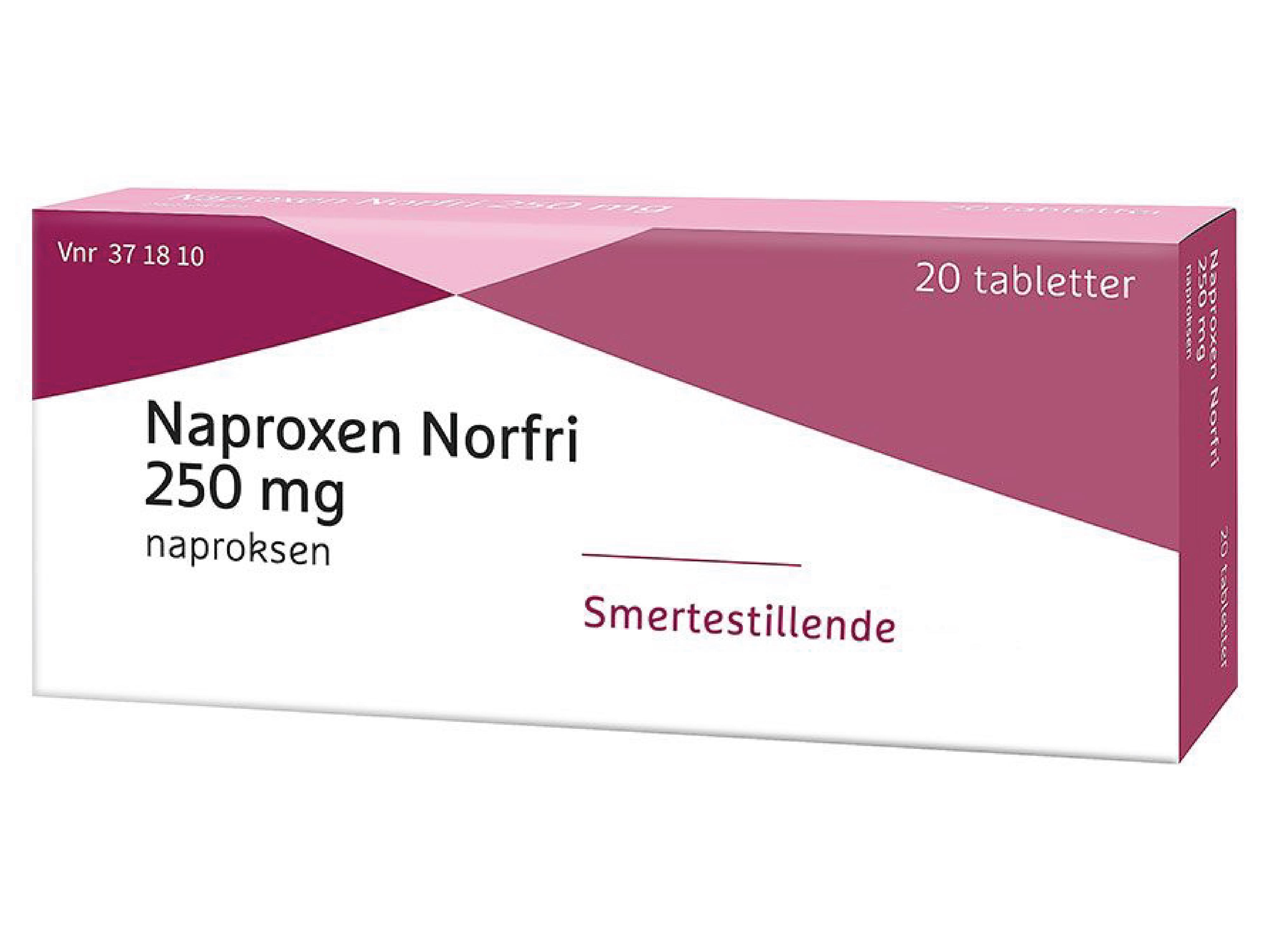 Naproxen Norfri 250 mg tabletter, 20 stk. - Hodepine - Farmasiet.no