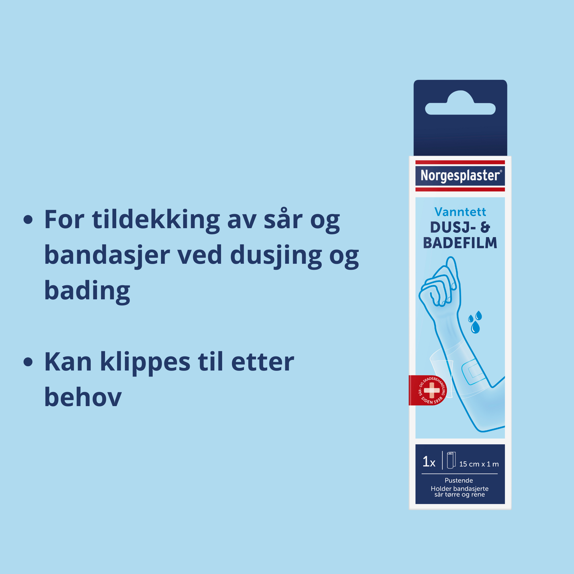 Norgesplaster Dusj- og badefilm, 15cm x 1m, 1 stk. - Dusjbeskyttelse ...