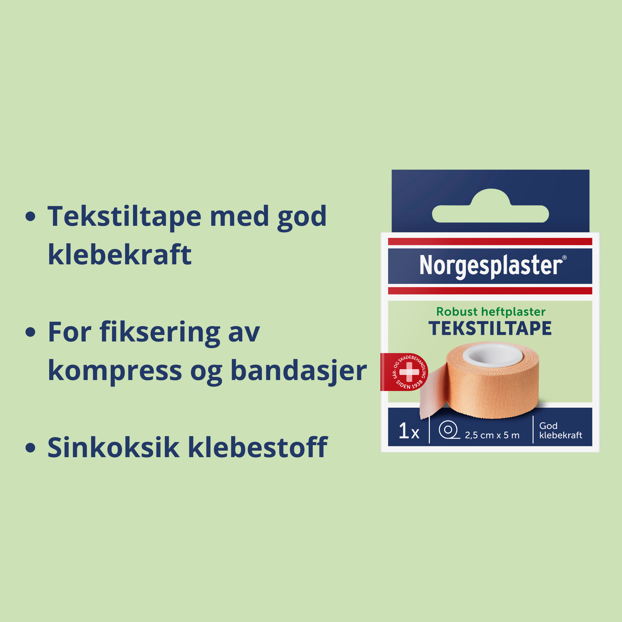Norgesplaster Robust heftplaster, 2,5cm x 5m, 1 stk. - Førstehjelp ...