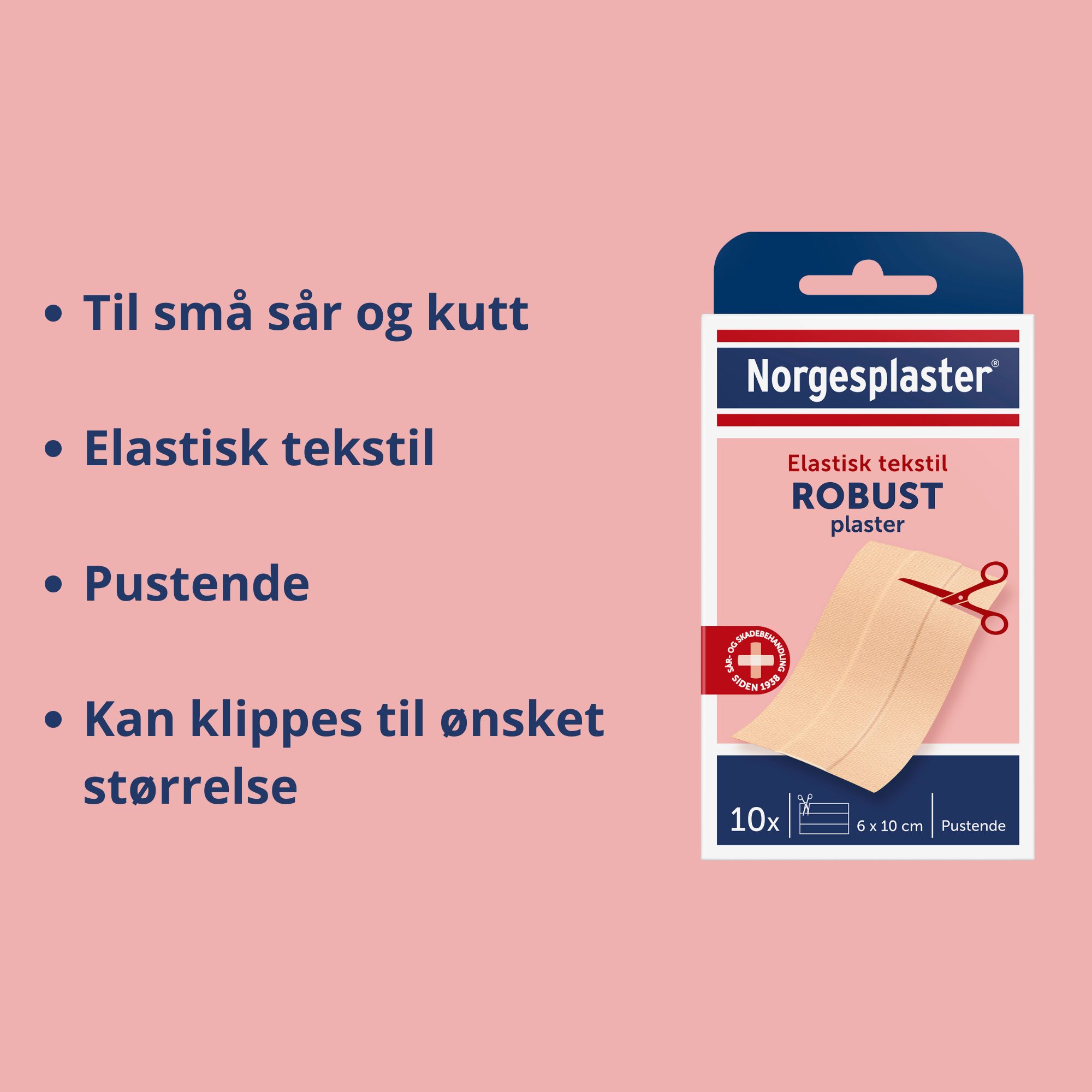 Norgesplaster Robust plaster, 6 x 10 cm, 10 stk. - Plaster og forbinding - Farmasiet.no