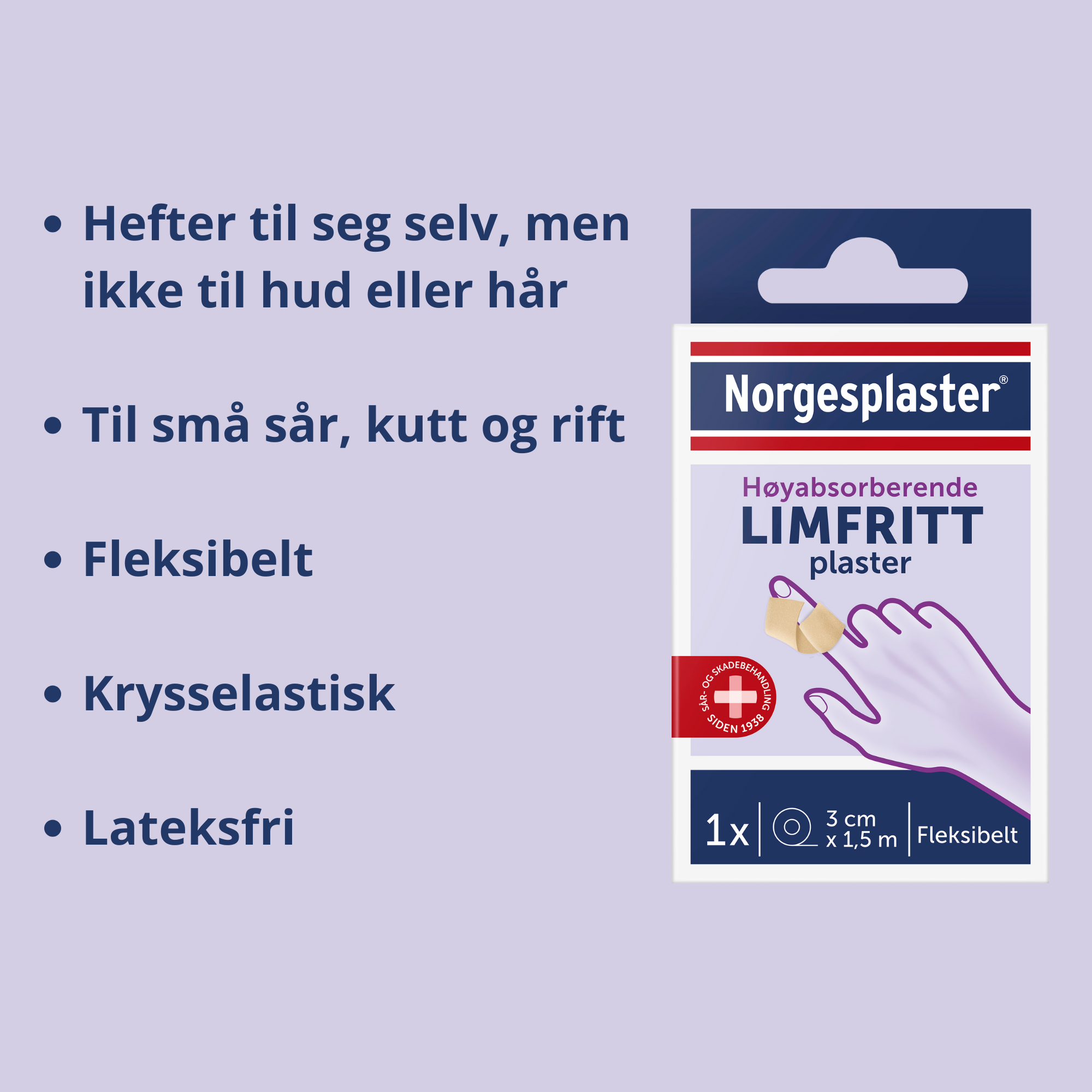 Norgesplaster Limfritt plaster, 3 cm x 1,5 m, 1 stk. - Plaster og ...