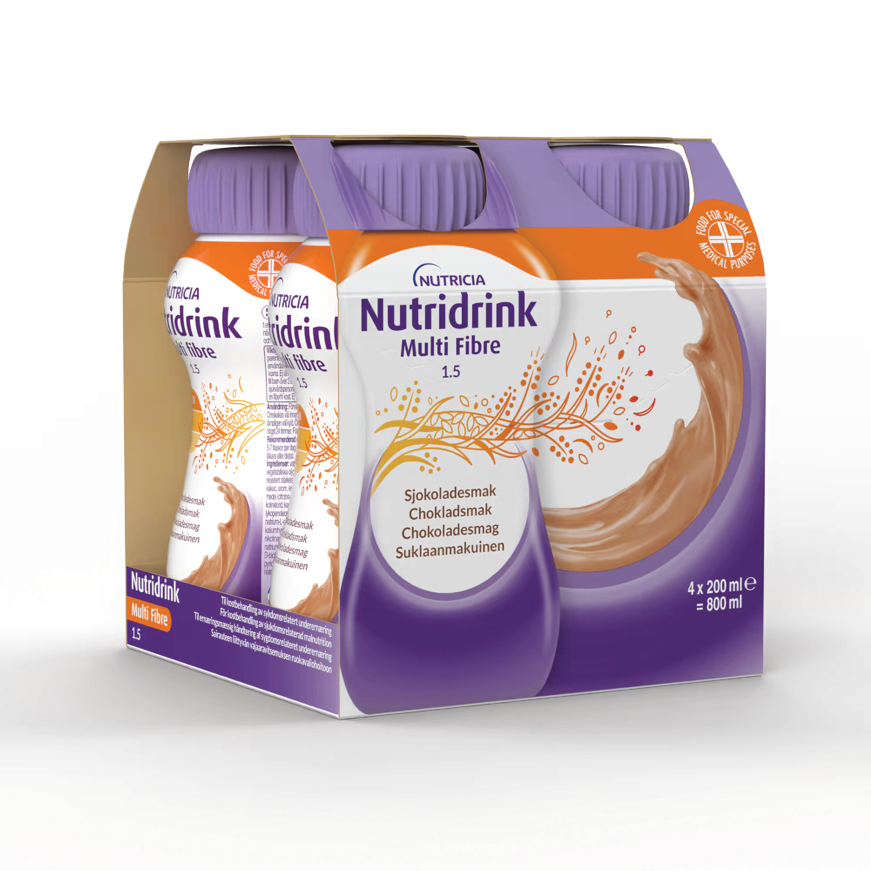 Nutridrink Multi Fibre Næringsdrikk, Sjokolade, 4x200 ml ...