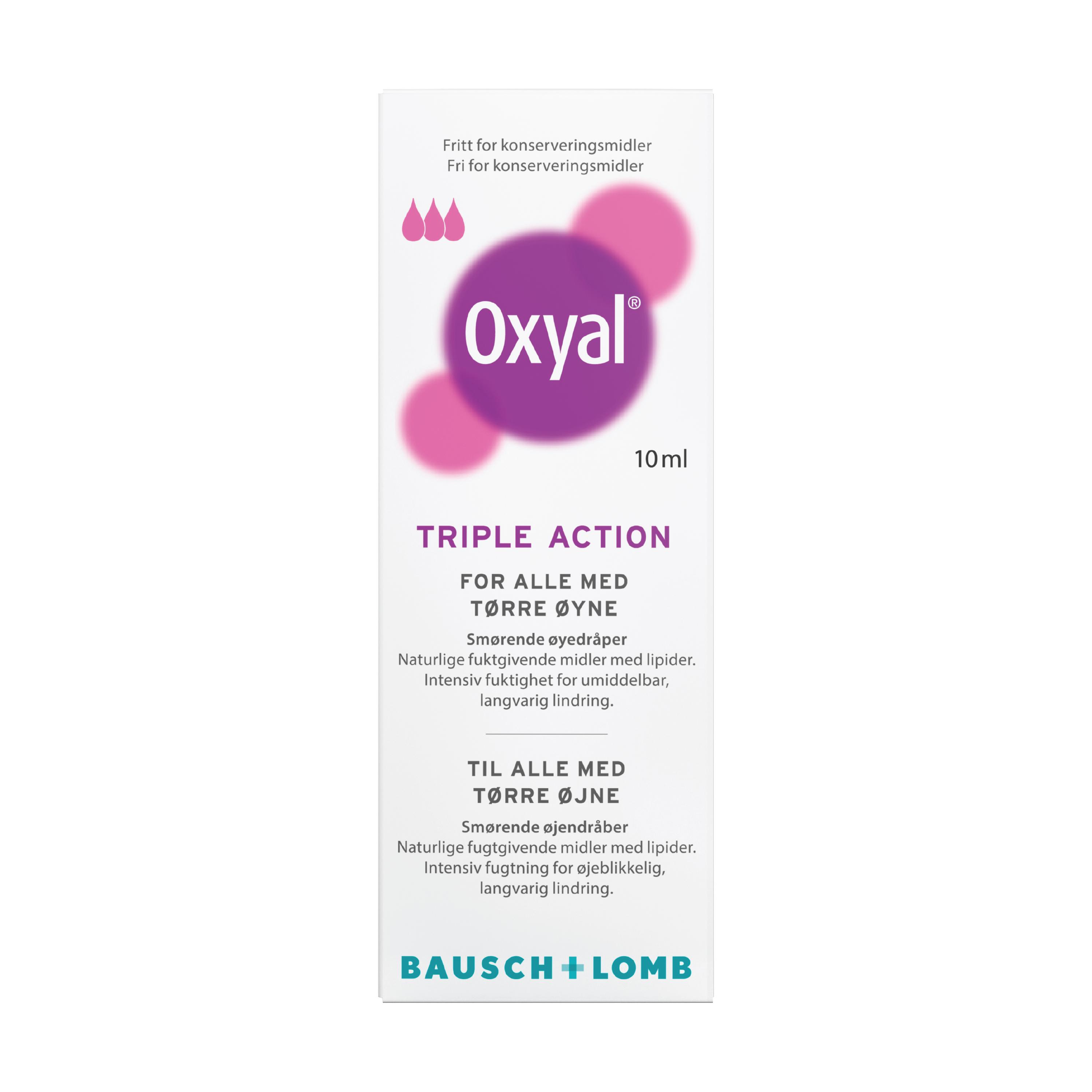 Oxyal Triple Action Øyedråper, 10 ml - Tørre øyne - Farmasiet.no