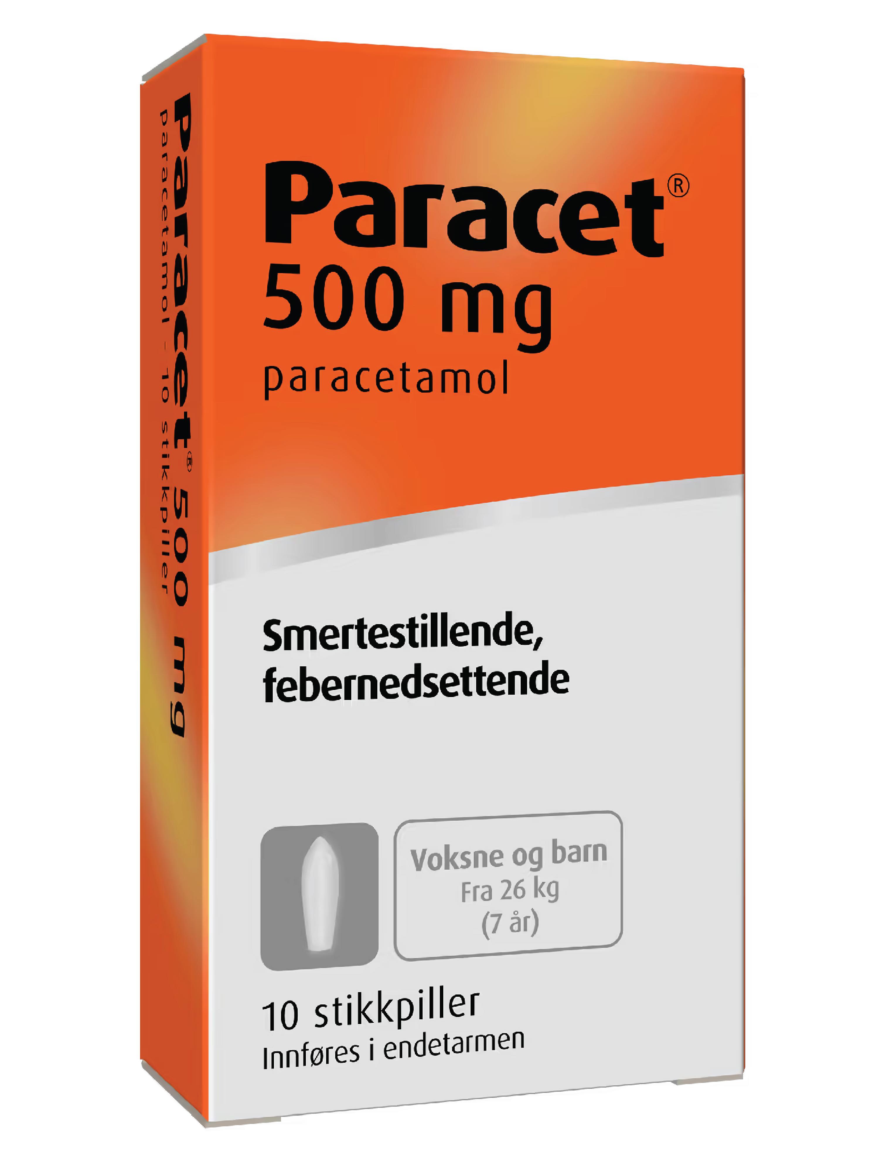 Paracet 500 mg stikkpiller, 10 stk. - Smertestillende og ...