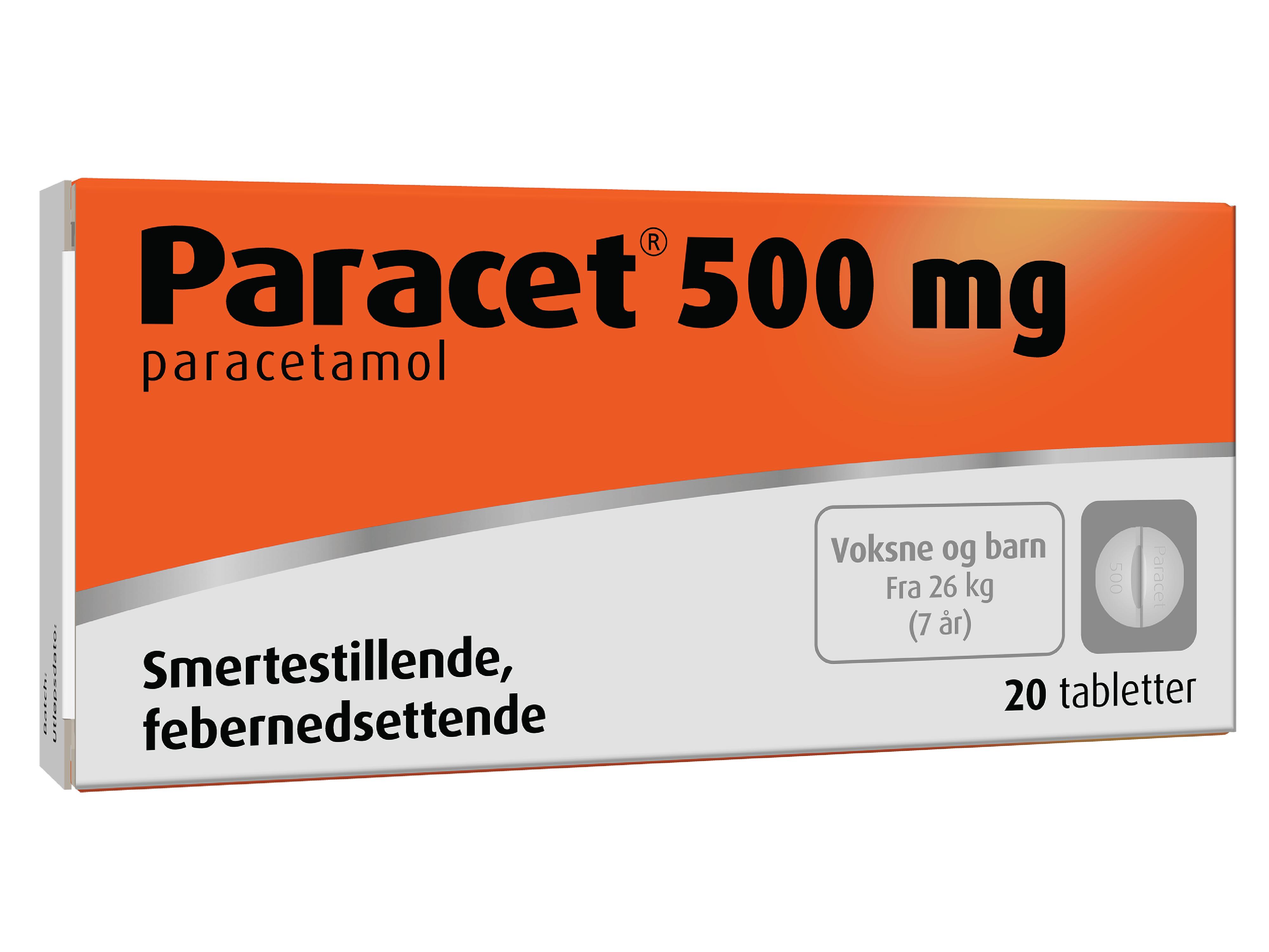 Paracet 500 mg tabletter, 20 stk. - Smertestillende og febernedsettende ...