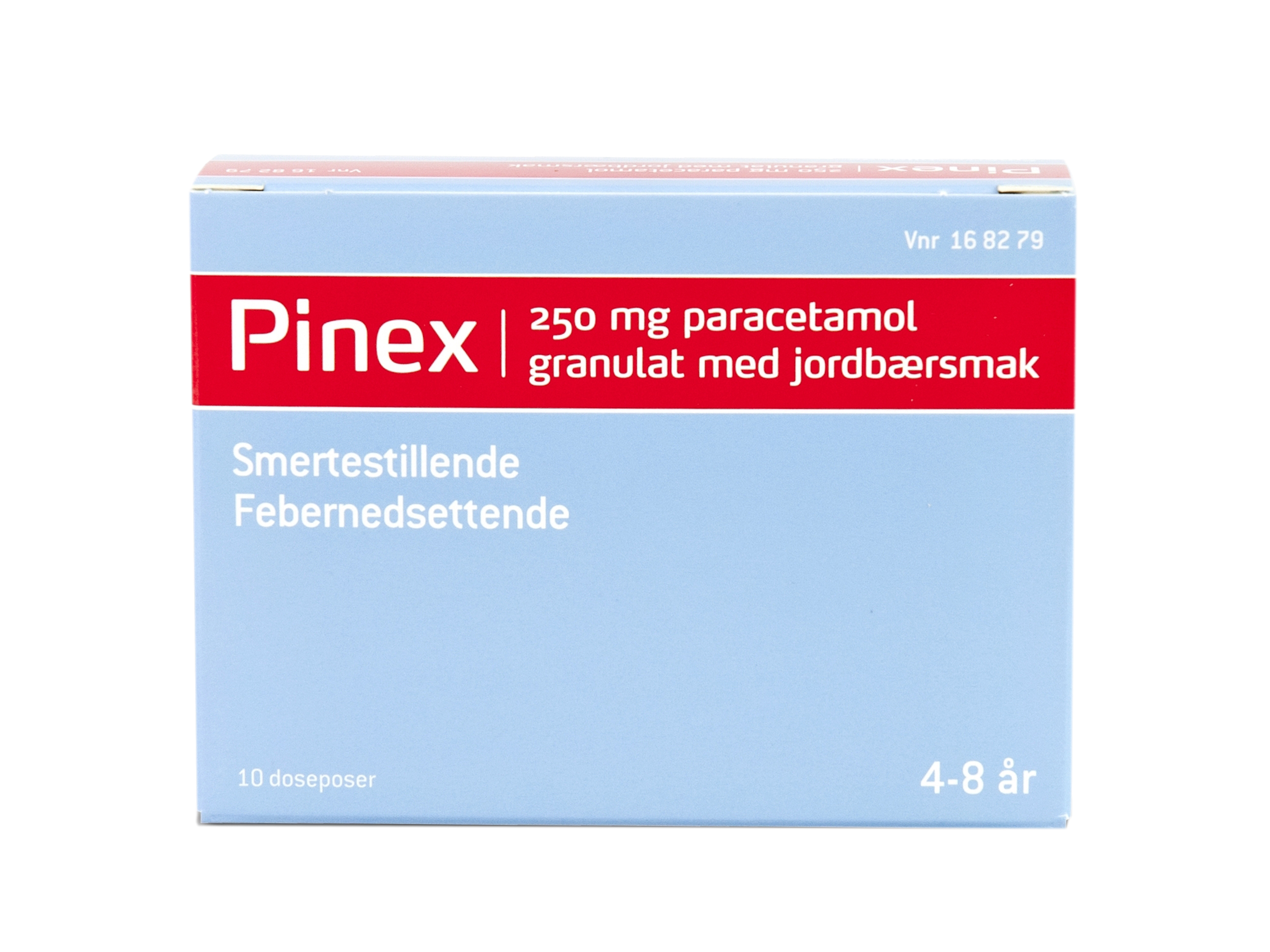 Pinex Granulat, 250 mg, Jordbær,10 poser 4-8 år - Smertestillende og ...