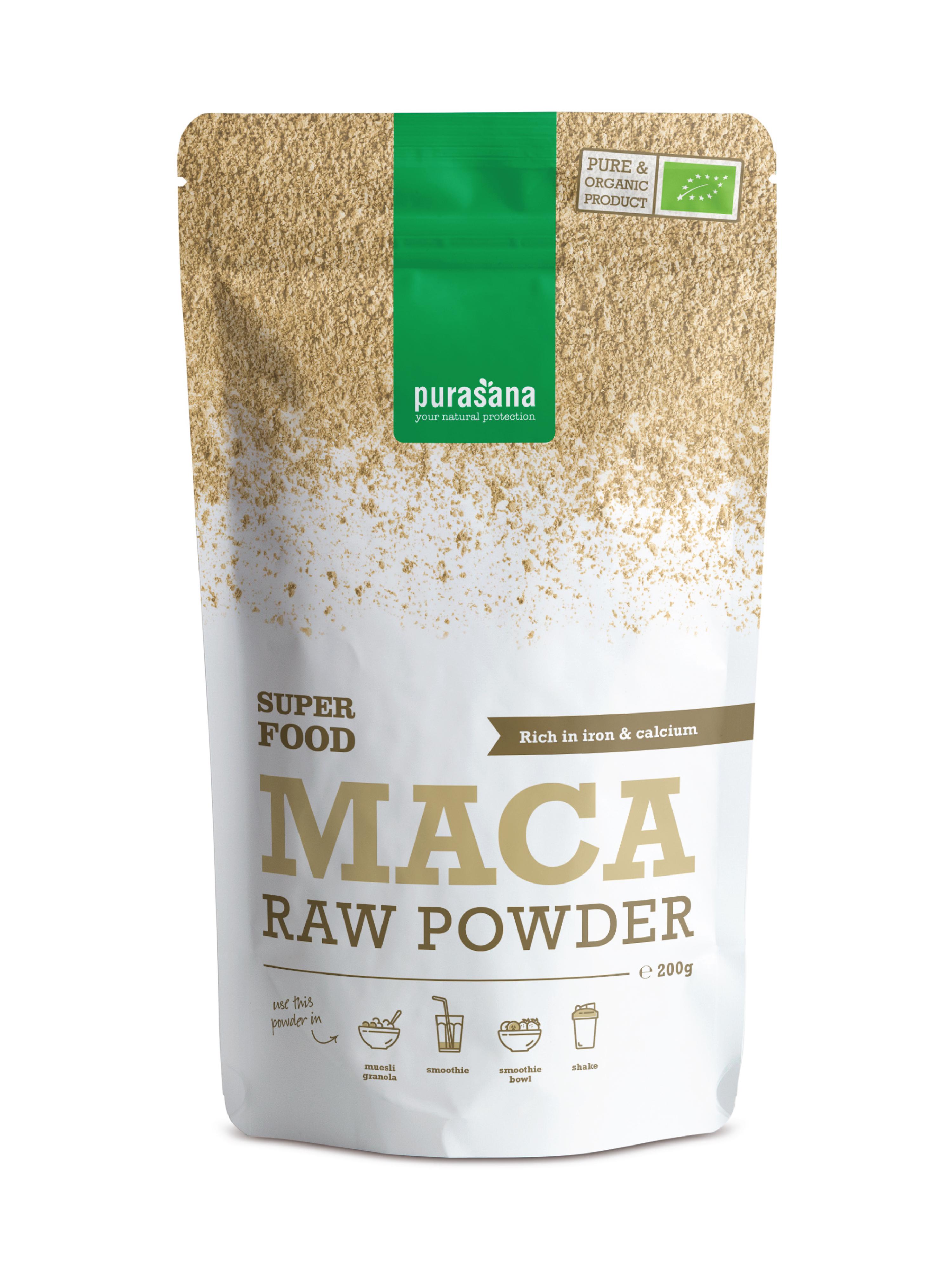 Purasana Maca Raw Powder, 200 g - Mat og produksjon - Farmasiet.no