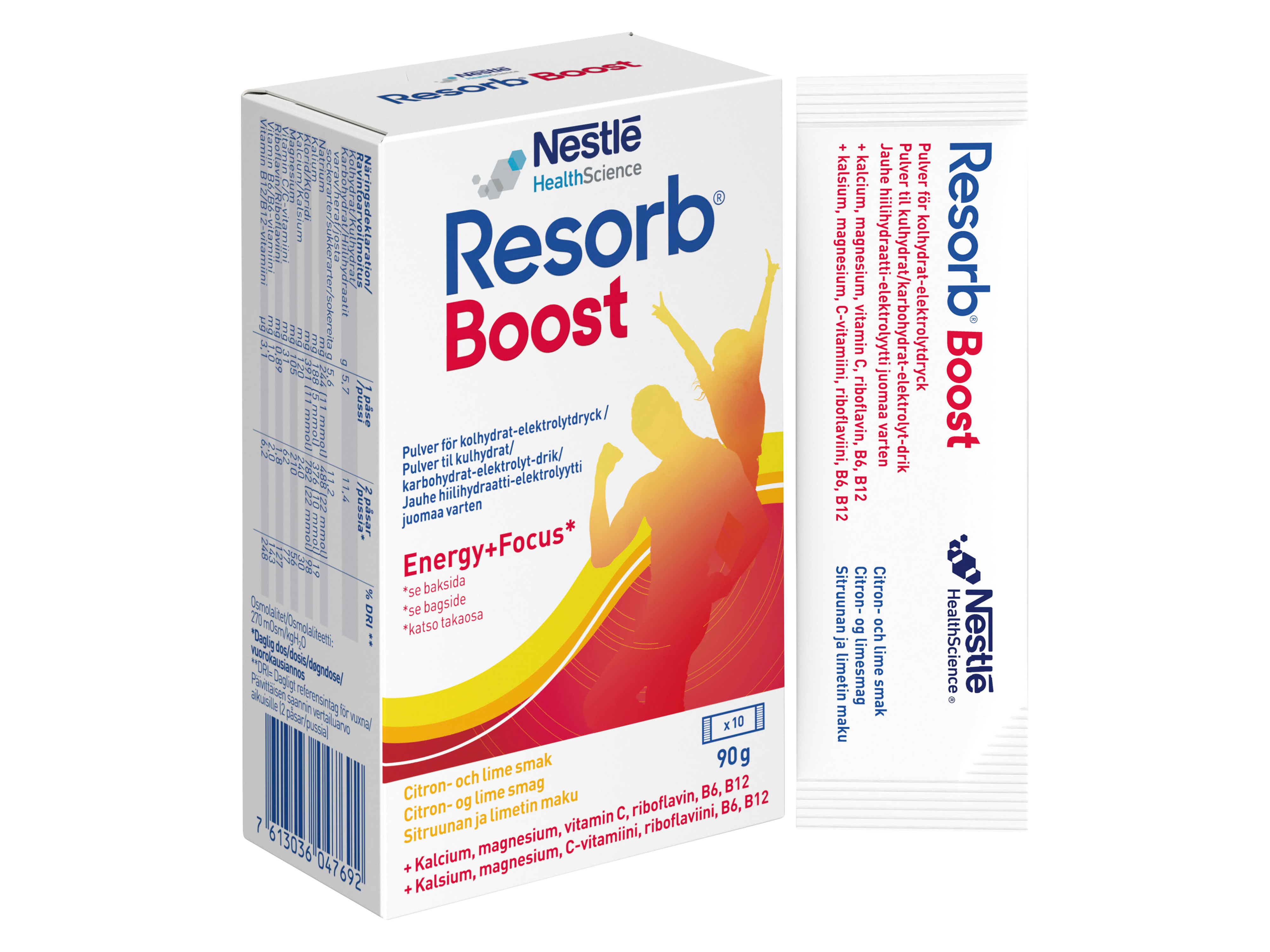 Resorb Boost Energy+Focus Pulver, Sitron- og lime, 10 x 9,2 g - Diare ...