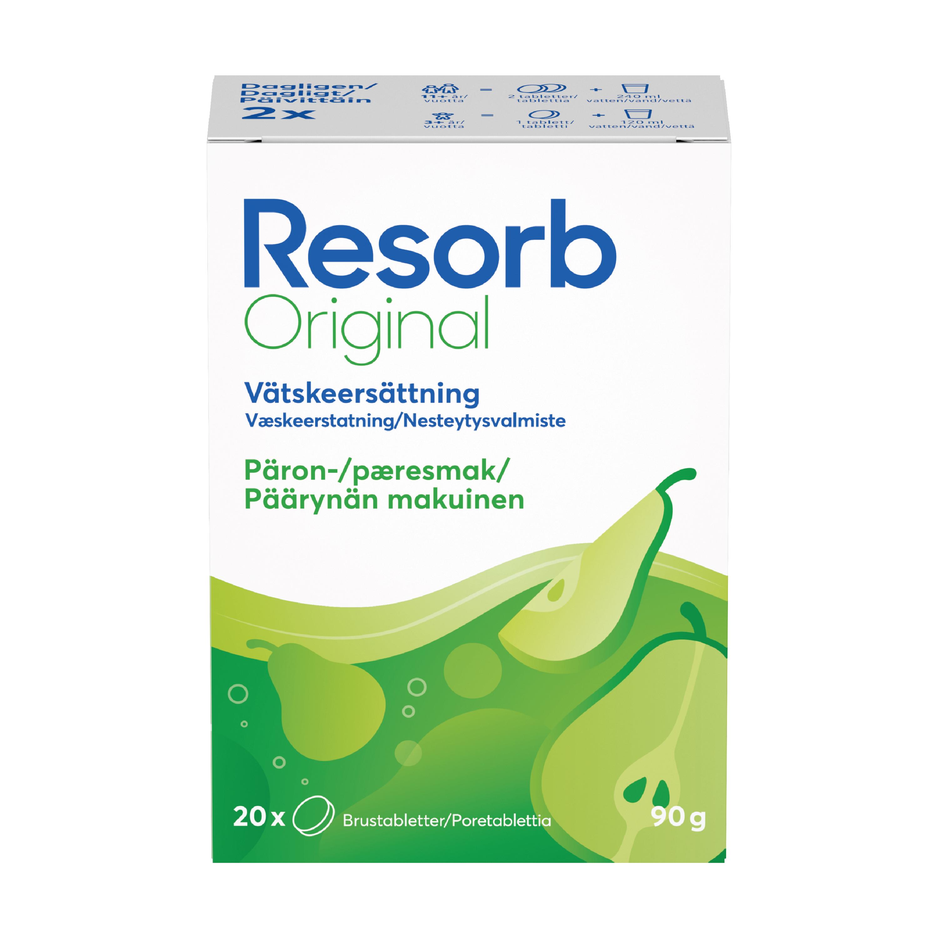 Resorb Original Brusetabletter, Pæresmak, 2 x 10 stk. - Diare ...