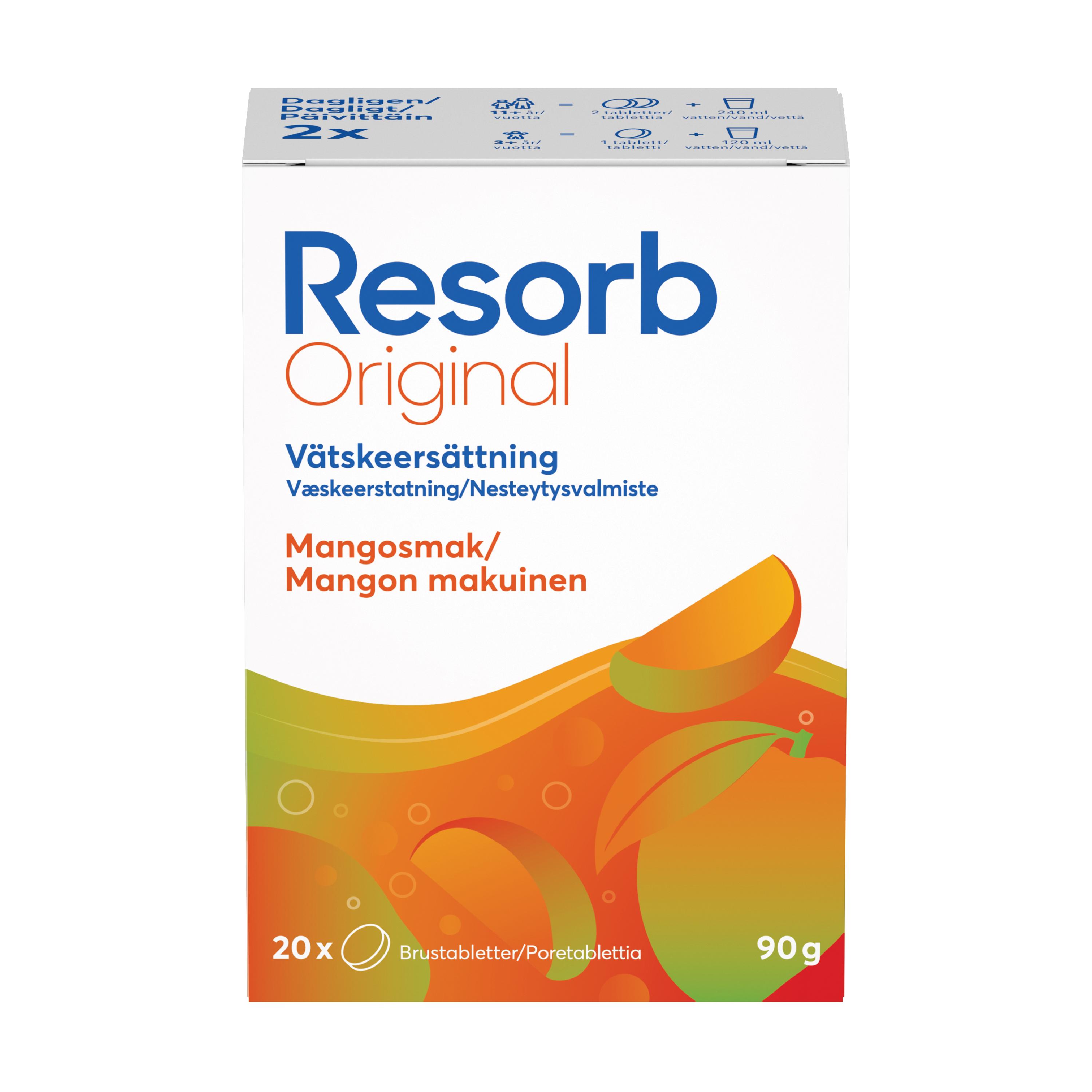 Resorb Original Brusetabletter, Mangosmak, 2 x 10 stk. - Diare ...