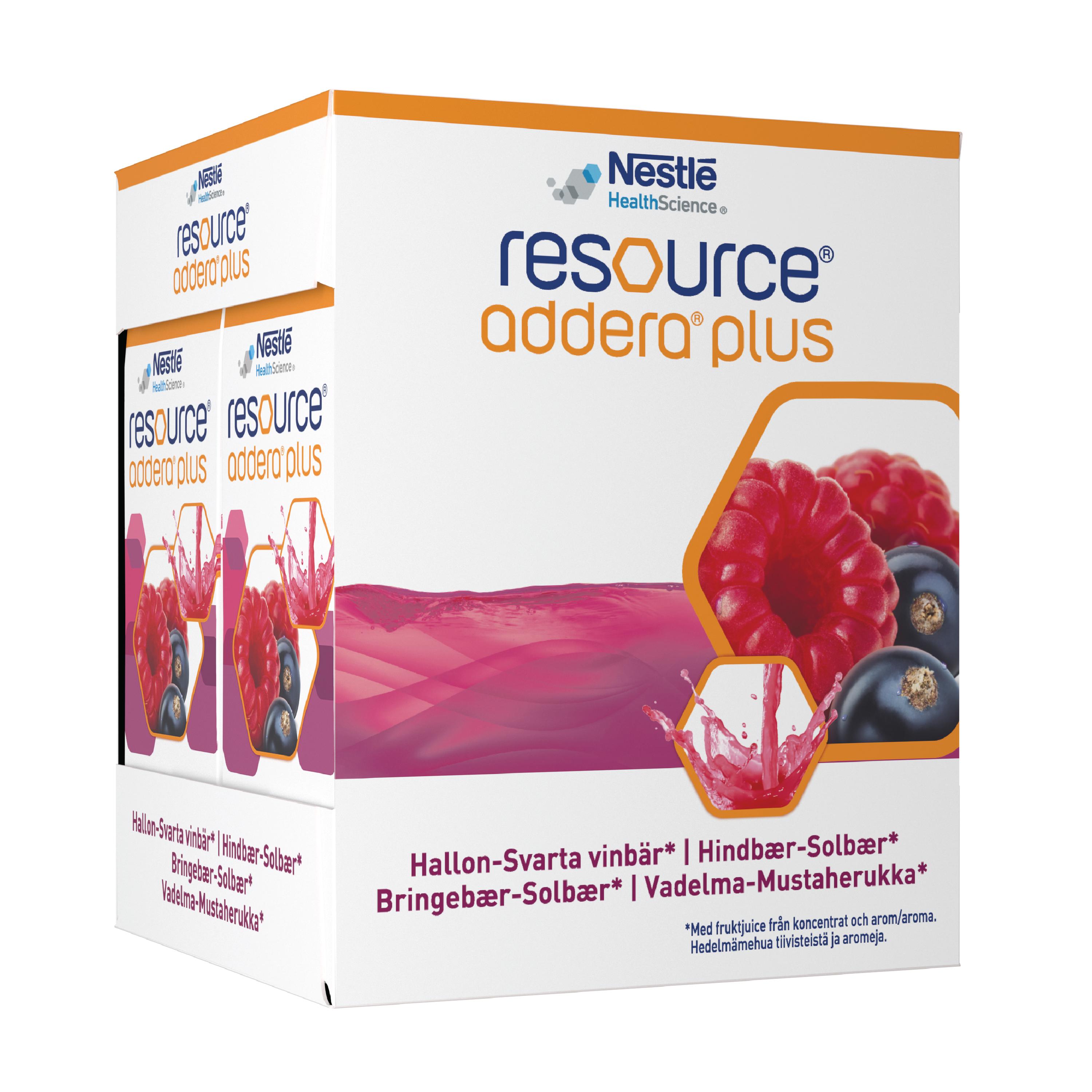 Resource Addera plus næringstilskudd, Bringebær og solbær, 4x200 ml ...