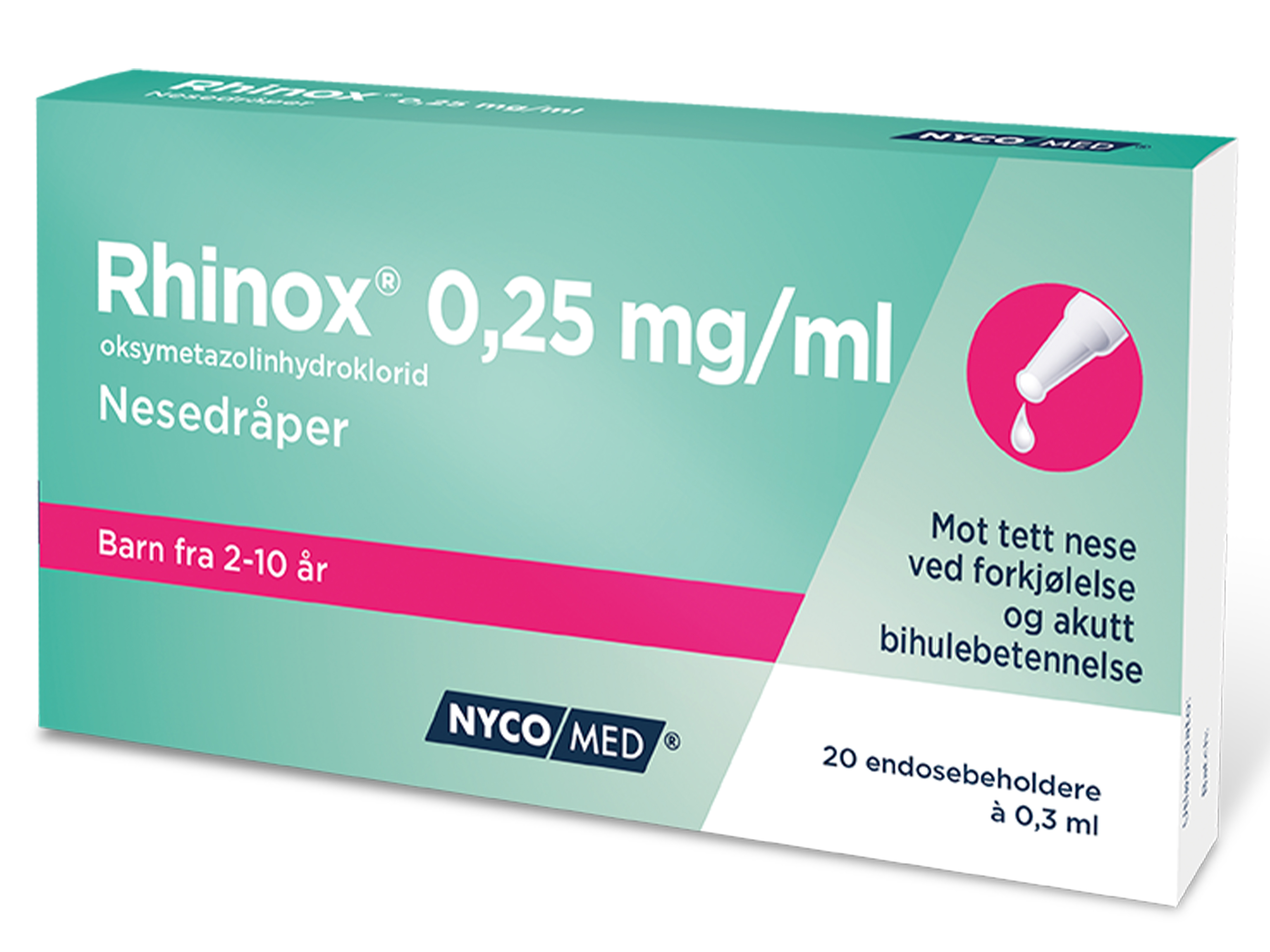 Rhinox Nesedråper 0,25mg/ml, 20 x 0.3 ml - Nesespray og nesedråper ...