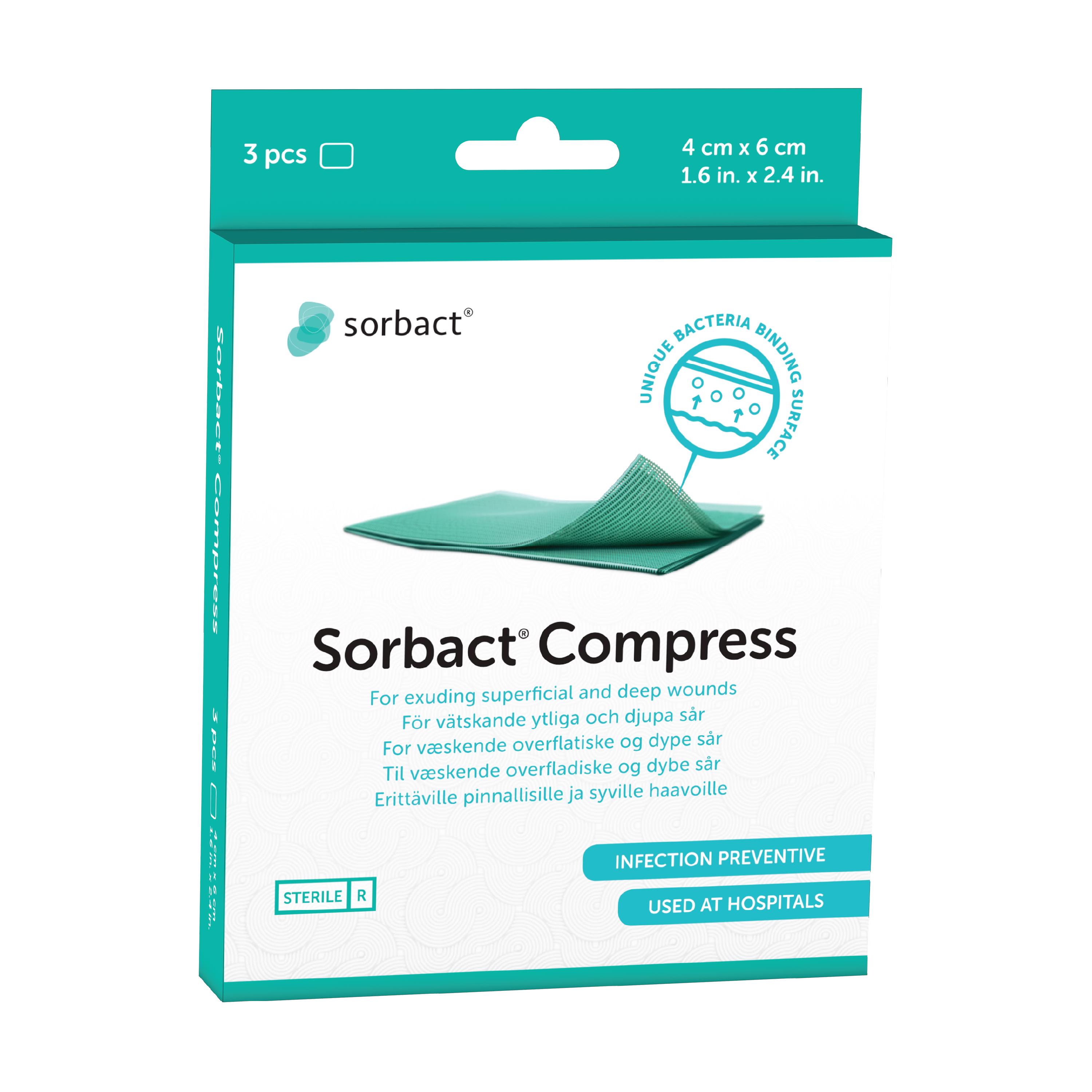 Sorbact Compress Sårbandasje, 4x6 cm, 3 stk. - Sårbehandling - Farmasiet.no